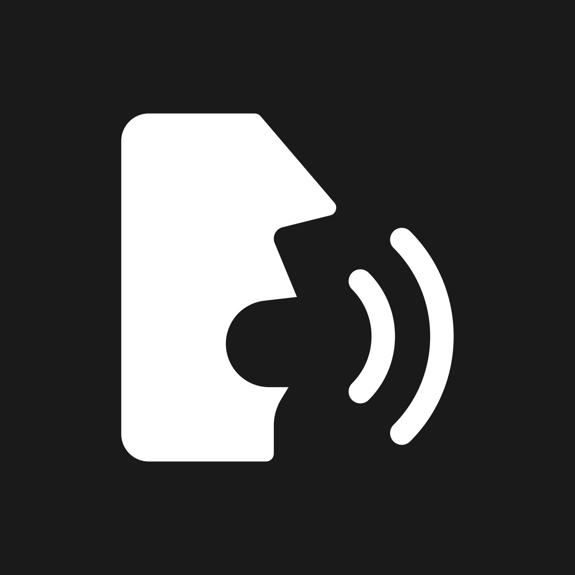 Speech recognition dark mode glyph ui icon. Speech to text. Voice ...