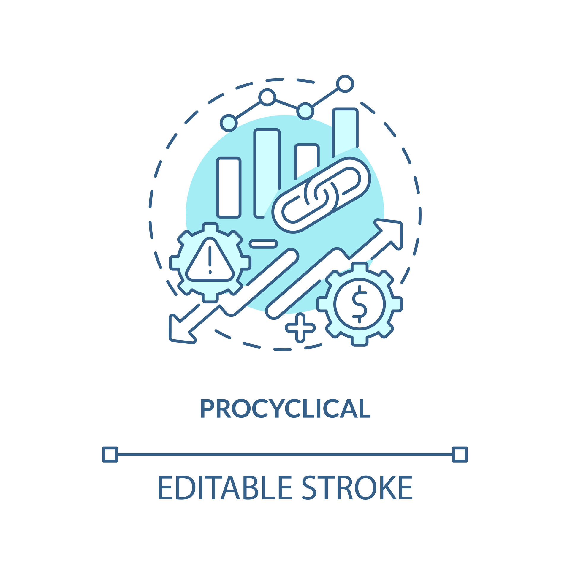 Procyclical turquoise concept icon. Attribute of economic indicators ... Procyclical turquoise concept icon. Attribute of economic indicators ...