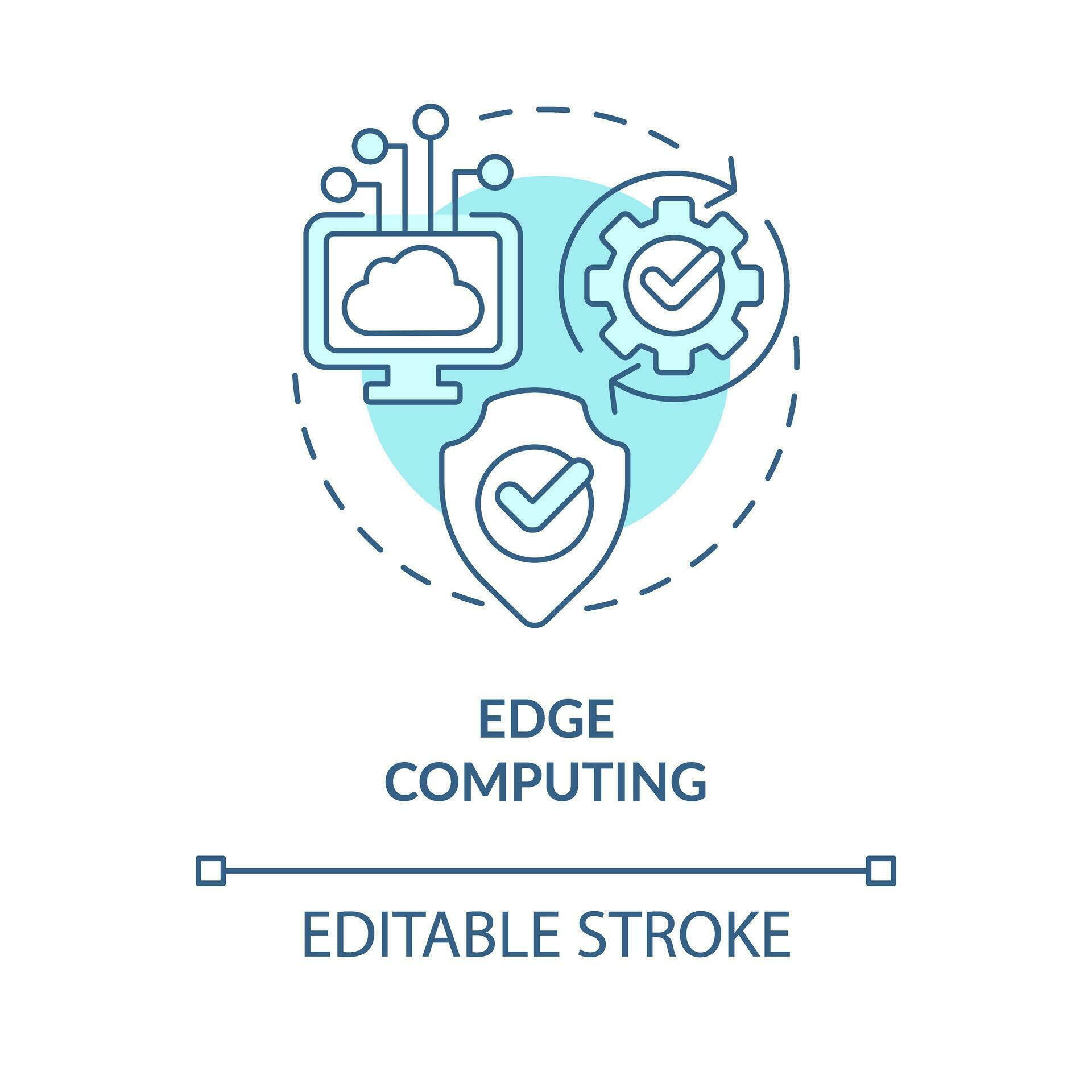 Edge computing turquoise concept icon. Data processing. Information ...