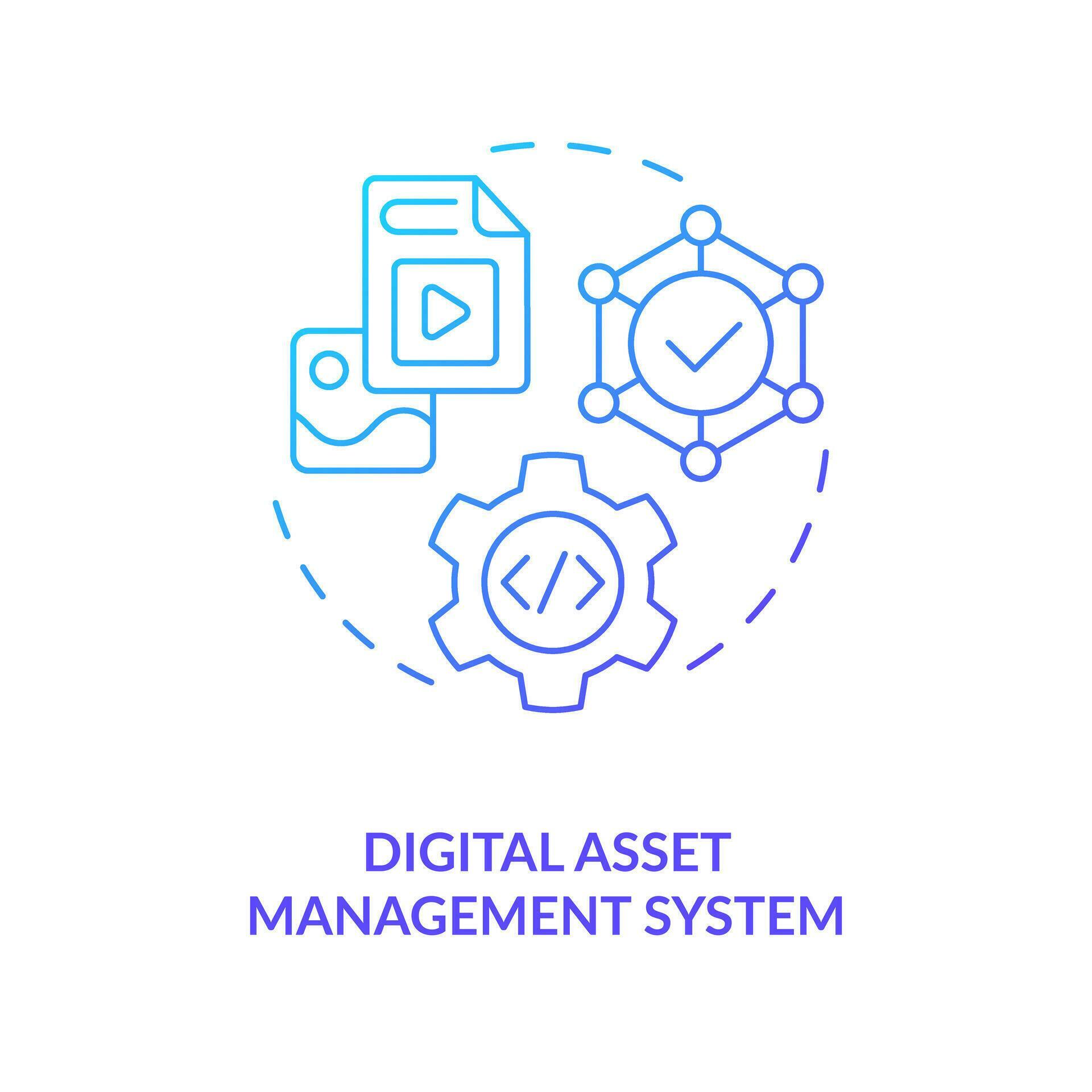 Digital Asset Management System Blue Gradient Concept Icon Business Software Enterprise Cms