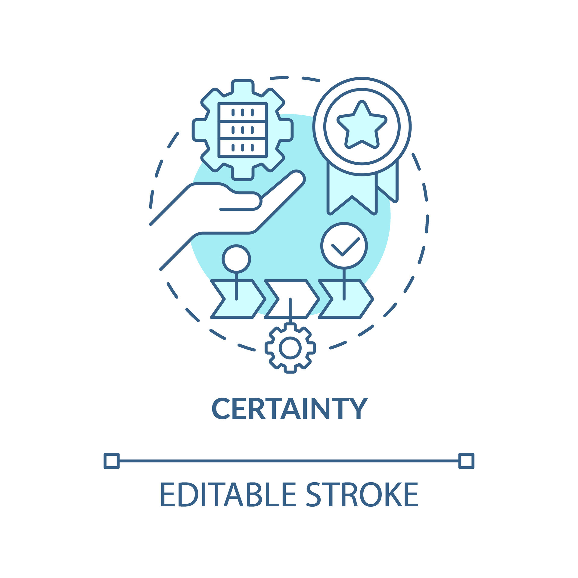Certainty turquoise concept icon. Perform data handling steps. ICT ... Certainty turquoise concept icon. Perform data handling steps. ICT ...