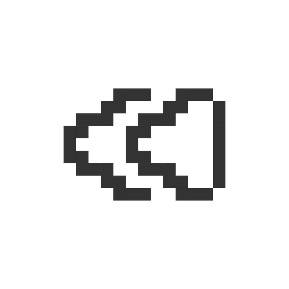 Fast reverse button pixelated ui icon. Music player bar. Playing multimedia file. Rewind ...