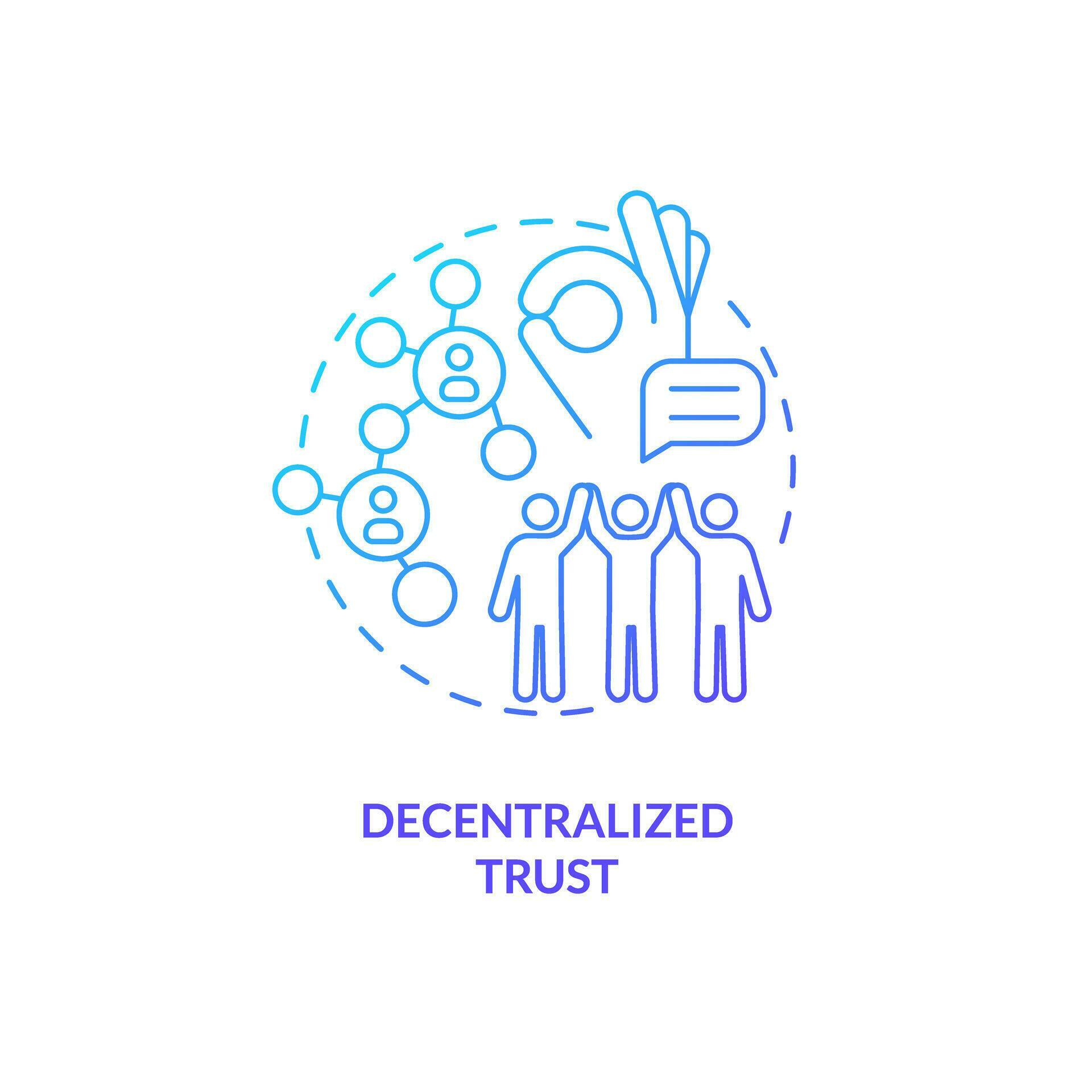 Decentralized trust blue gradient concept icon. People community. Direct access. Content creator ...