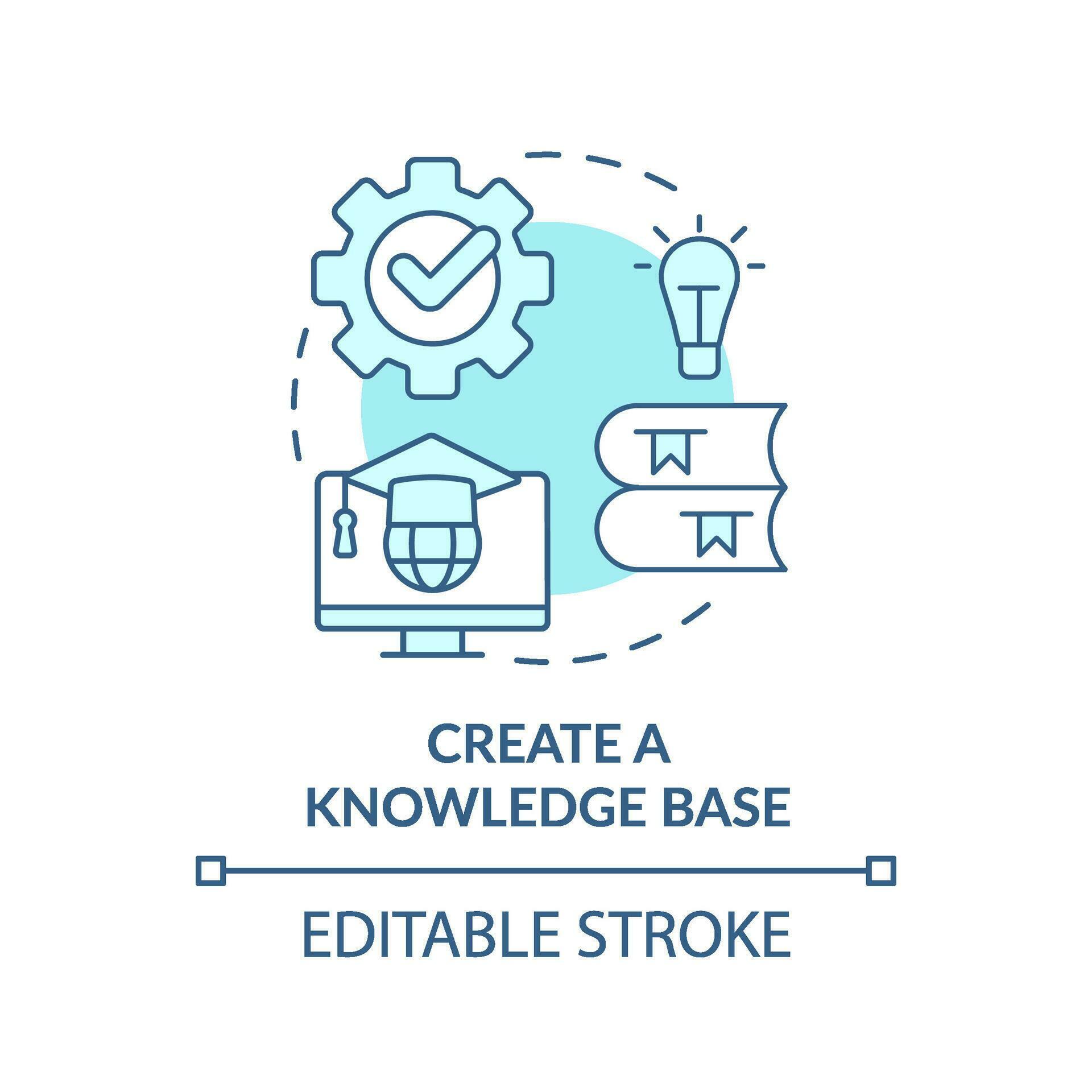 Create knowledge base turquoise concept icon. Product feature and ...