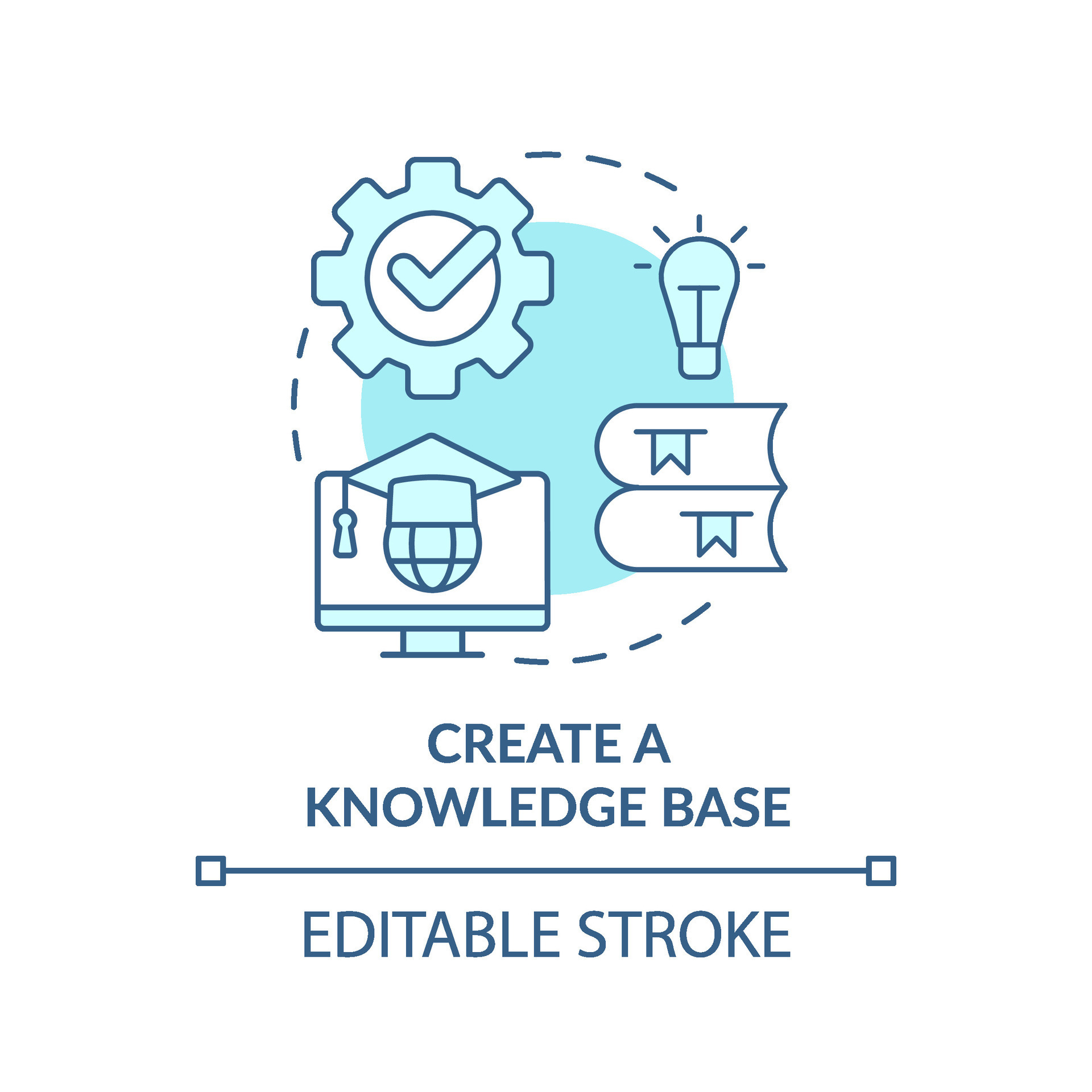 Create Knowledge Base Turquoise Concept Icon Product Feature And Application Train Abstract