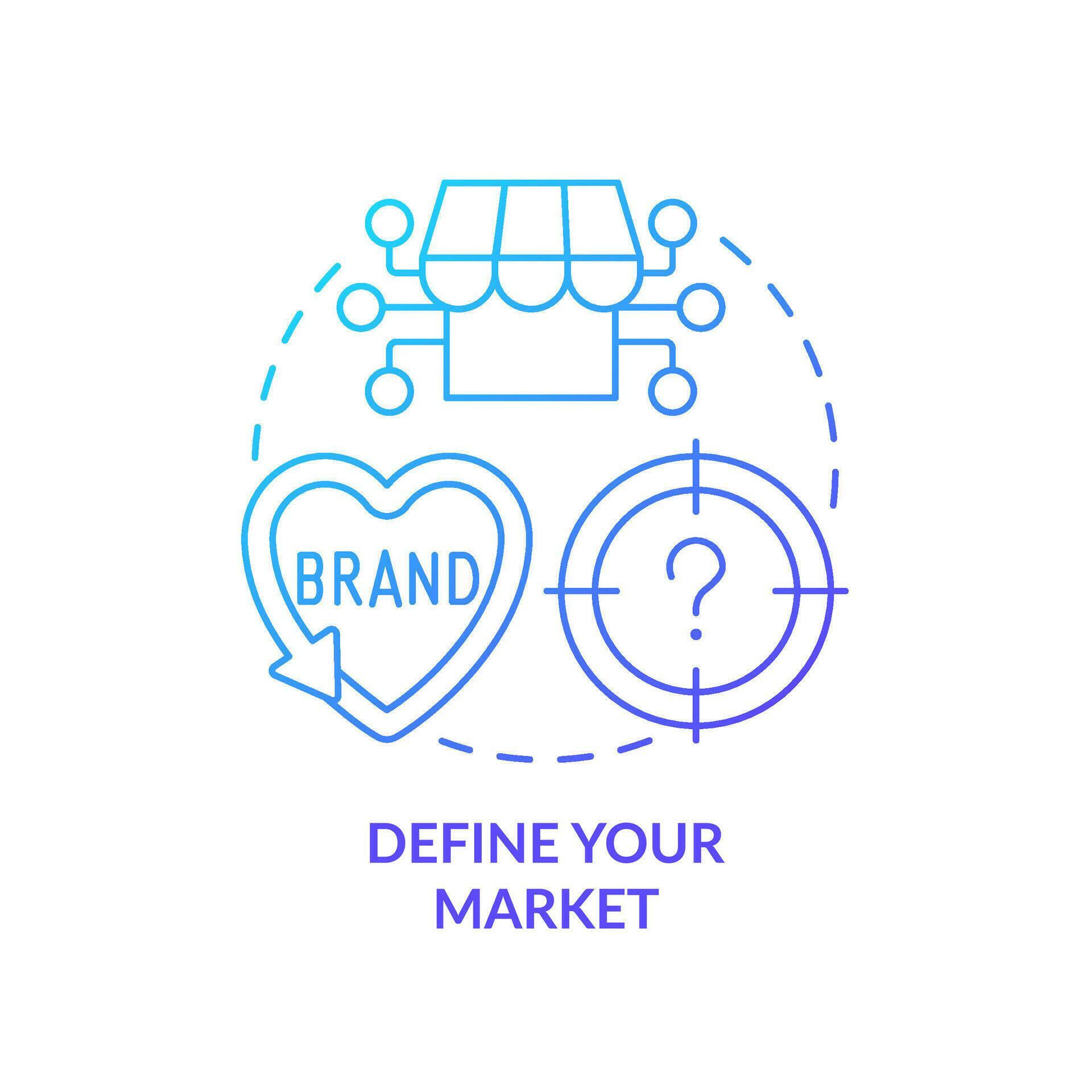 Define your market blue gradient concept icon. Target audience. Get started with segmentation ...