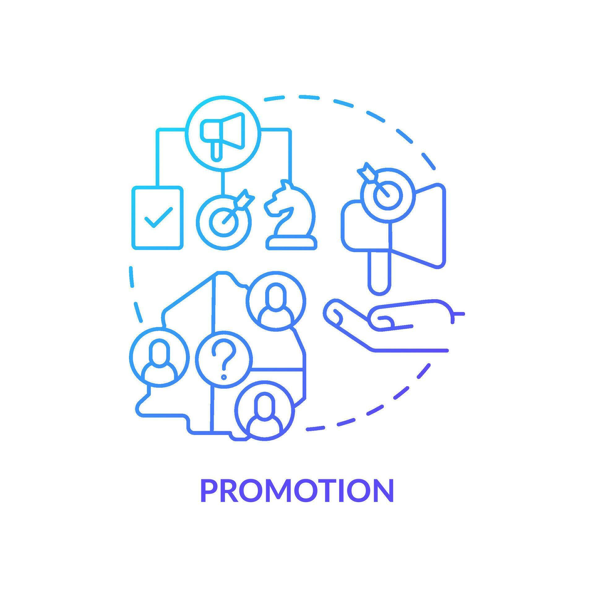 Promotion blue gradient concept icon. Product advertising campaign ...