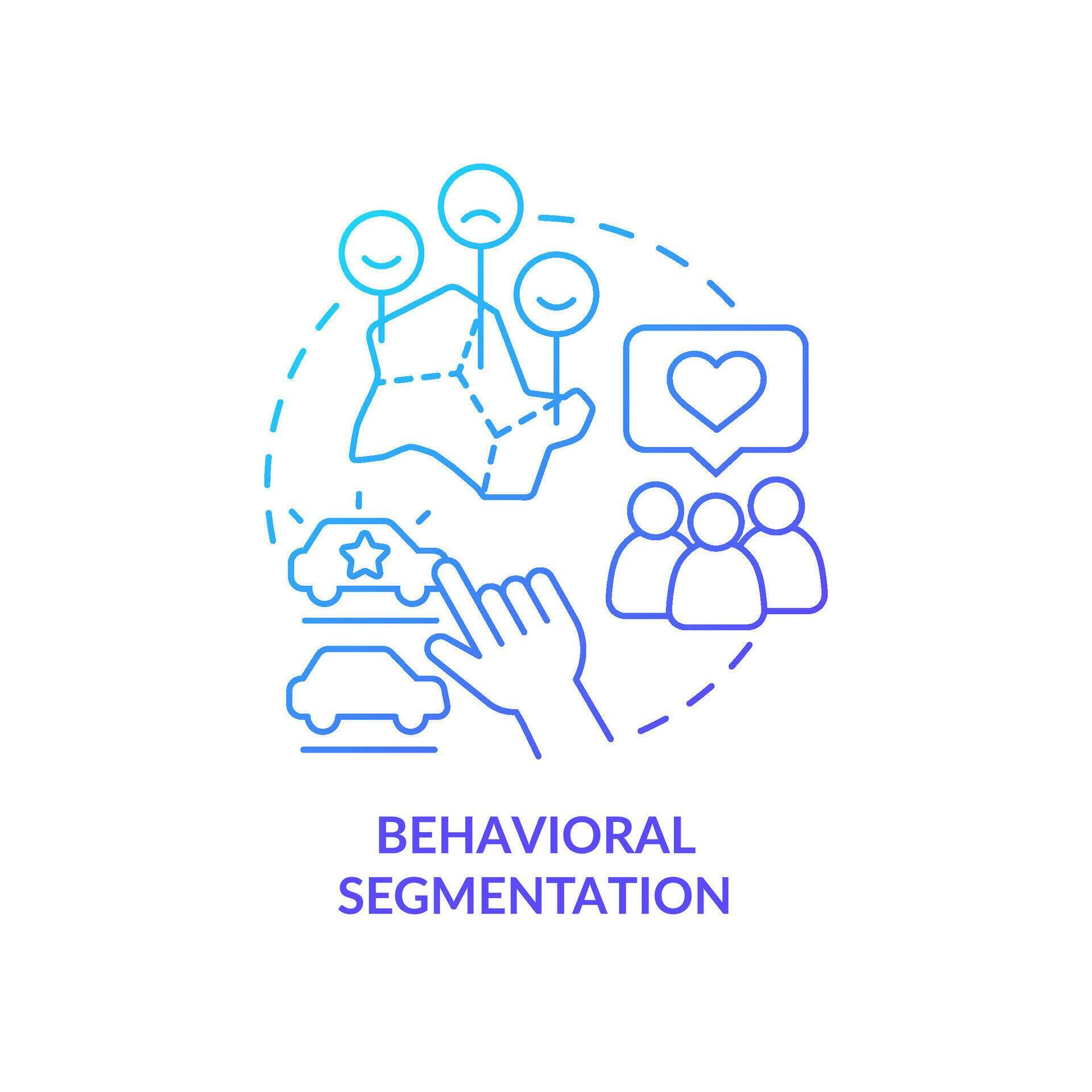 Behavioral Segmentation Blue Gradient Concept Icons Set Customer Type Of Market Segmentation