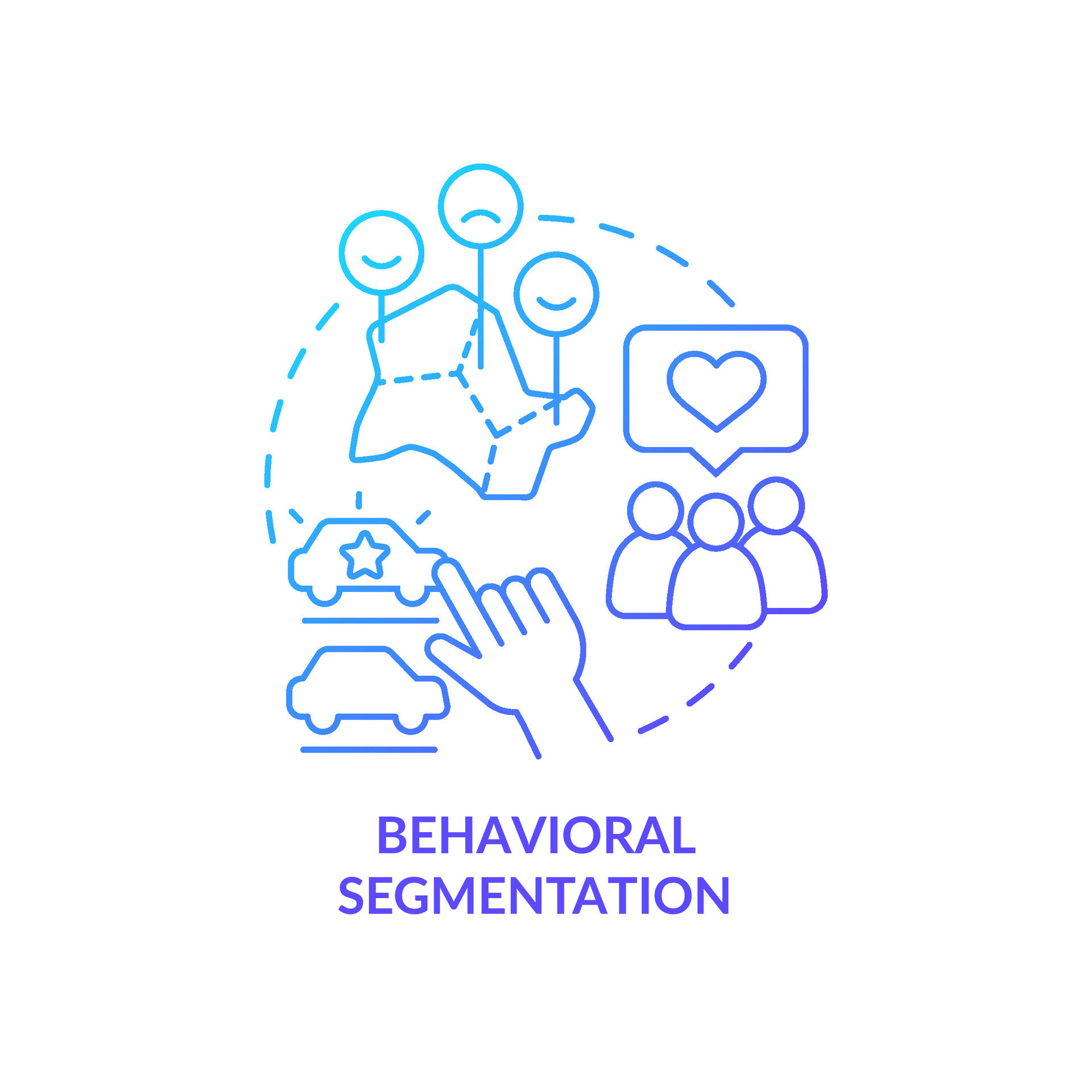 Behavioral Segmentation Blue Gradient Concept Icons Set Customer Type Of Market Segmentation