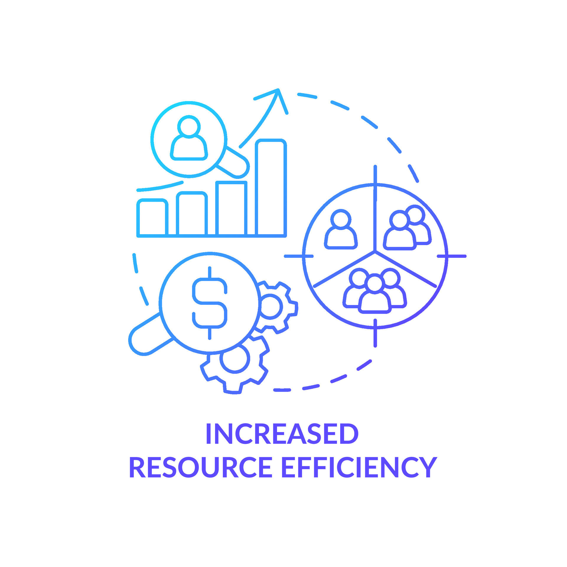 Increased resource efficiency blue gradient concept icon. Development ...