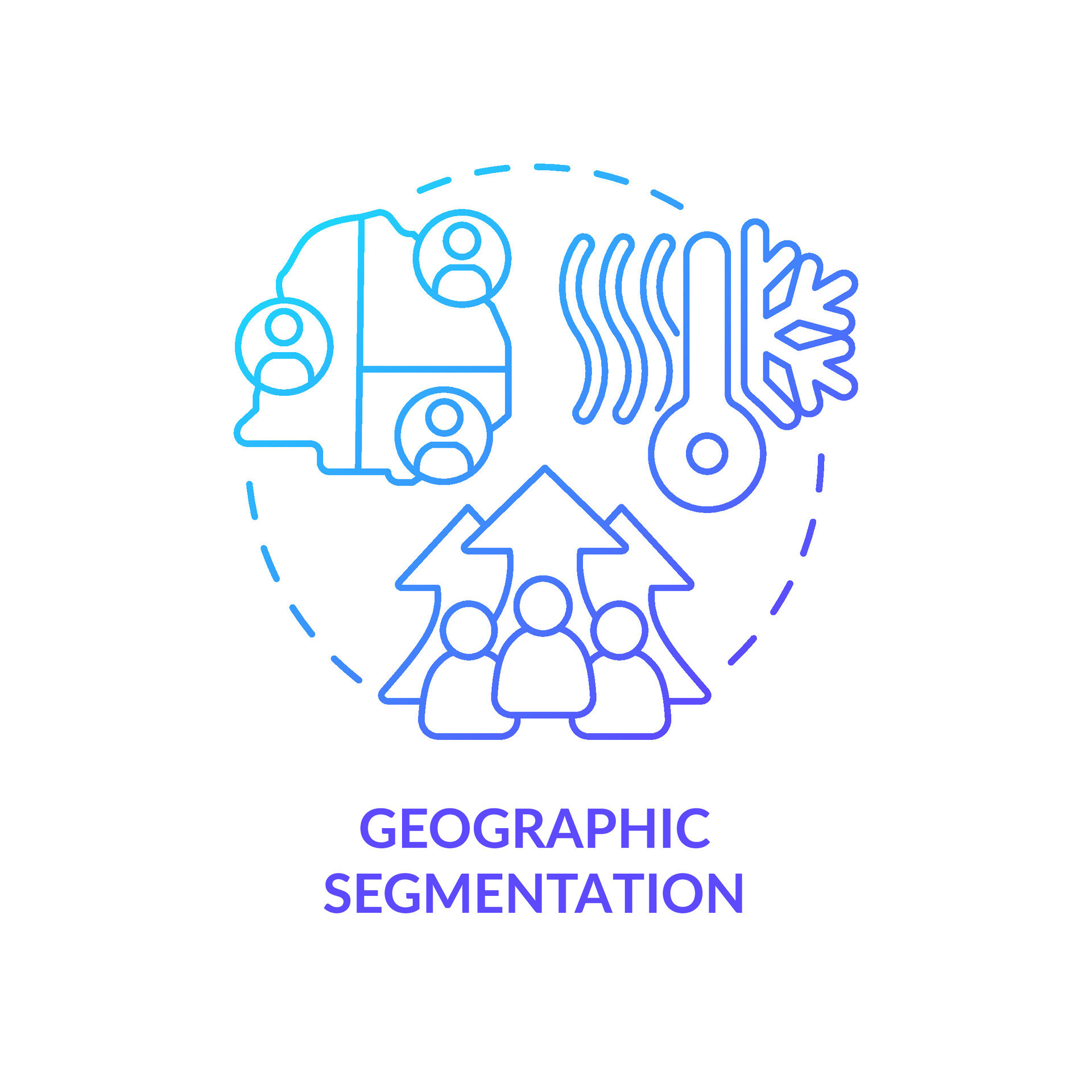 Geographic Segmentation Blue Gradient Concept Icons Set Region Country Market Segmentation