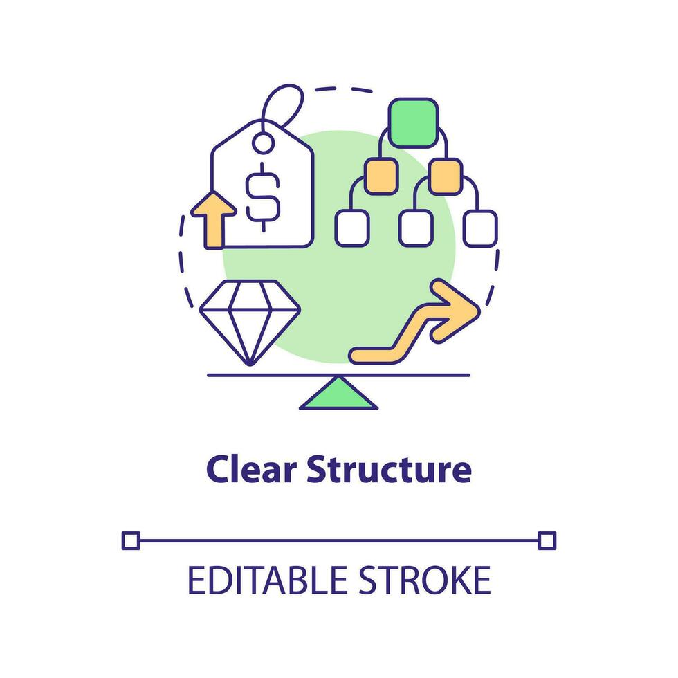 Clear structure concept icon. Right balance. Price testing key factor ...