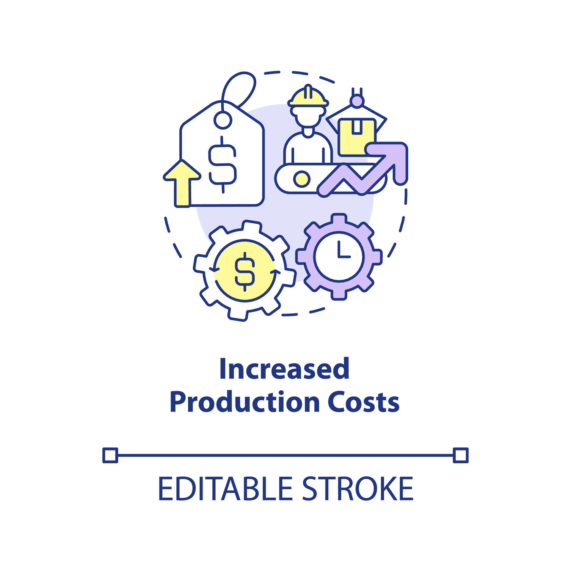 Increased production costs concept icon. Common reason for price ... Increased production costs concept icon. Common reason for price ...