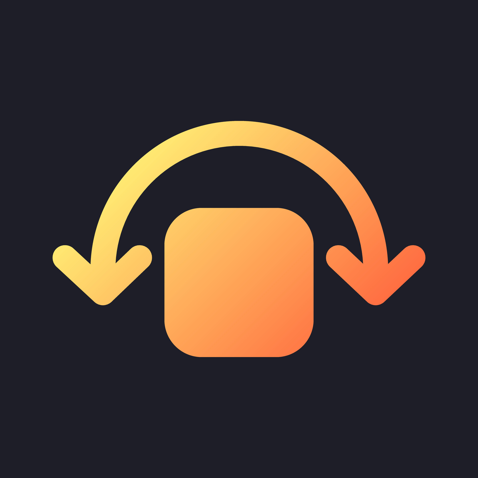 Wobble animation orange solid gradient ui icon for dark theme. Camera shake. Post-production ...