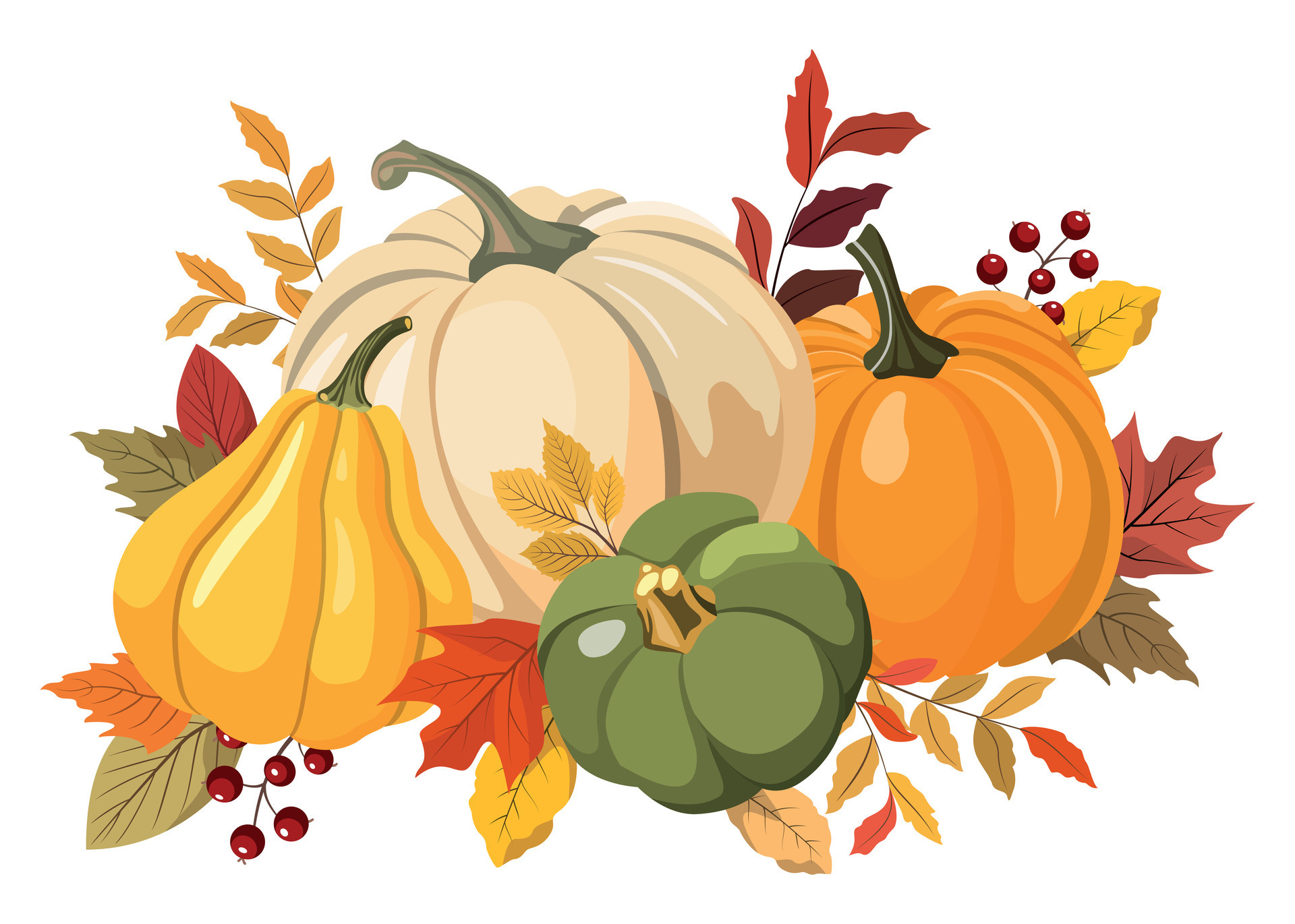 Fall Leaves And Pumpkin Clip Art