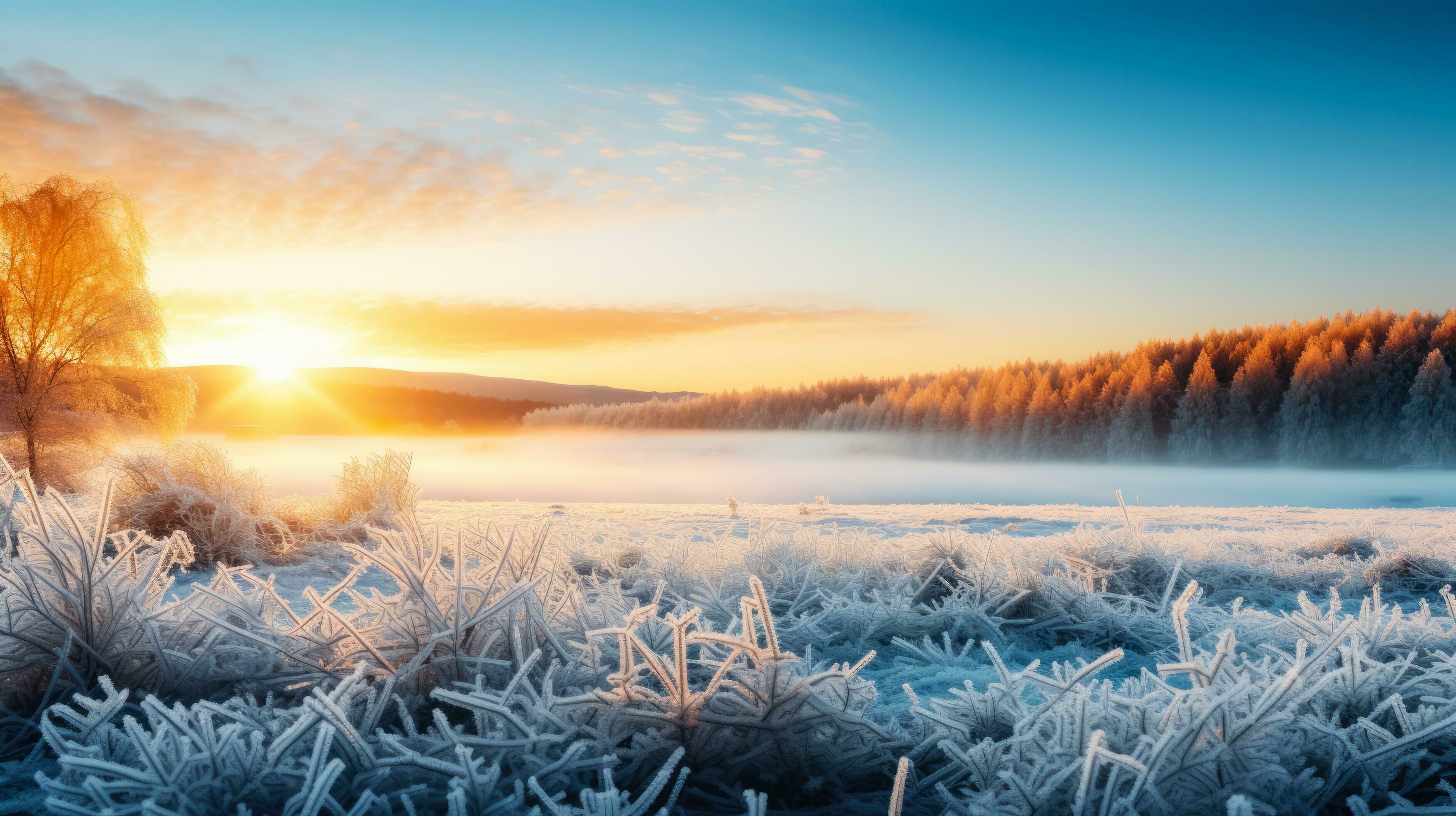 Frosty morning sunrise background with empty space for text 26554640 Stock Photo at Vecteezy