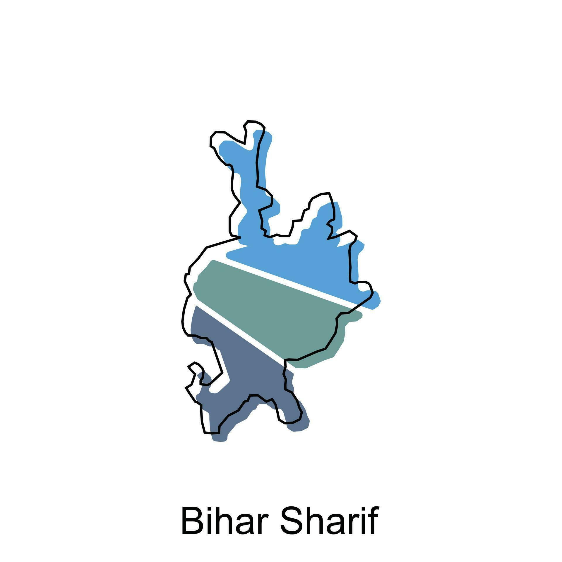Bihar Sharif map illustration design, vector template with outline ...