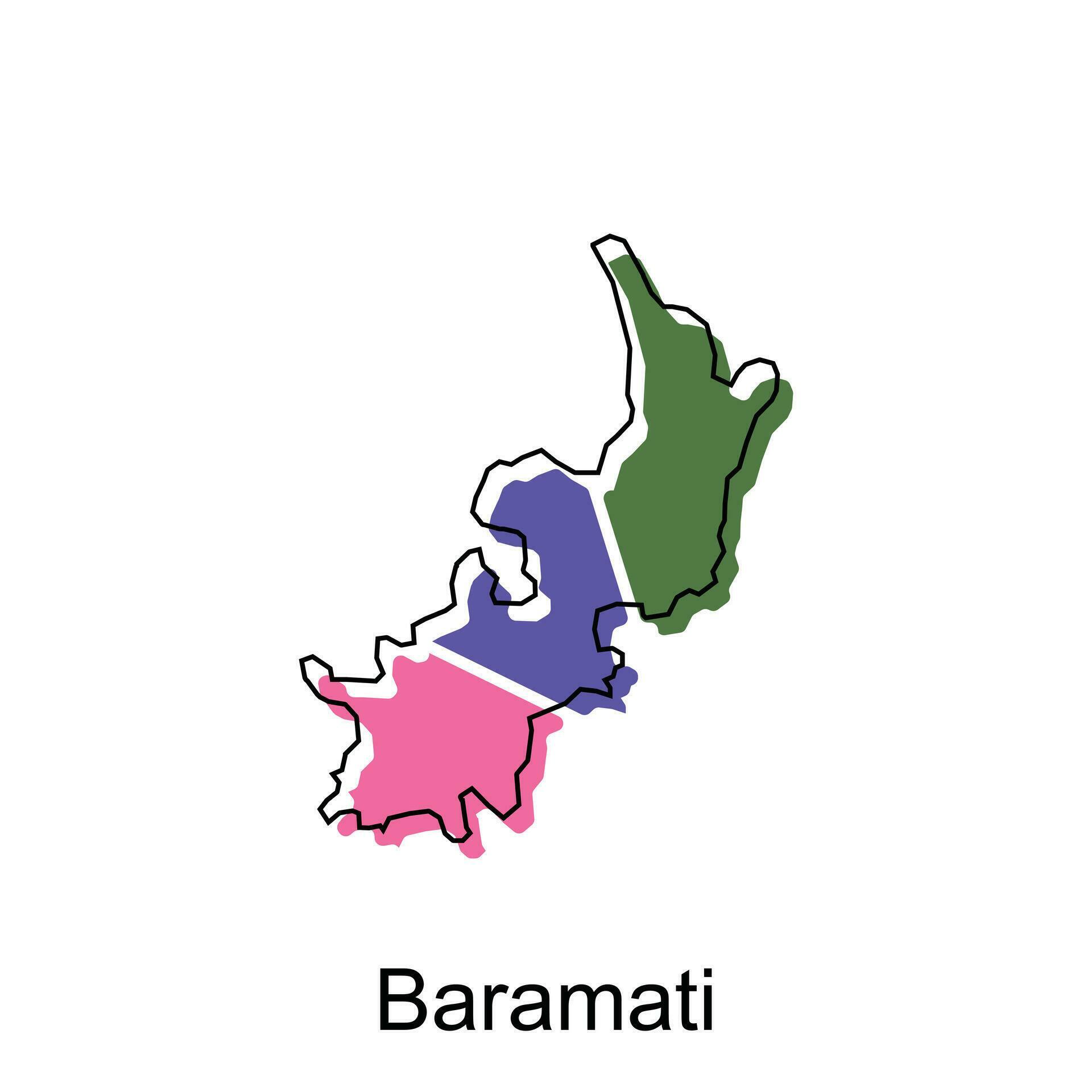 Baramati map illustration design, vector template with outline graphic ...