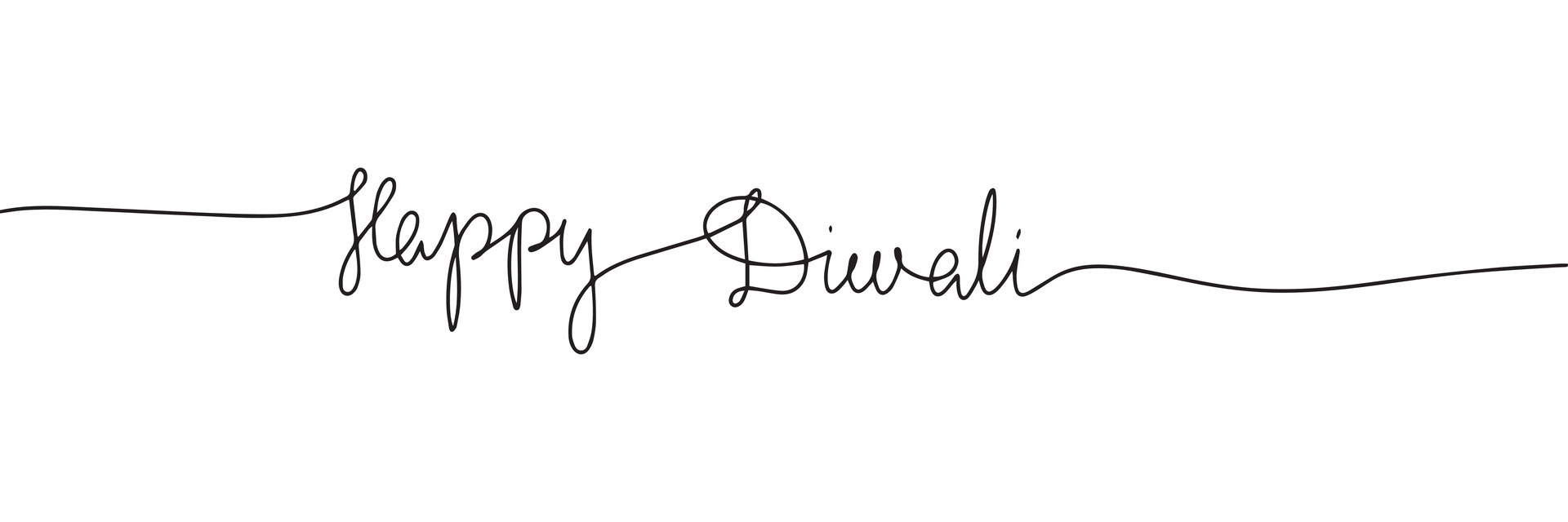 Happy Diwali Phrase Word One Line Continuous Handwriting