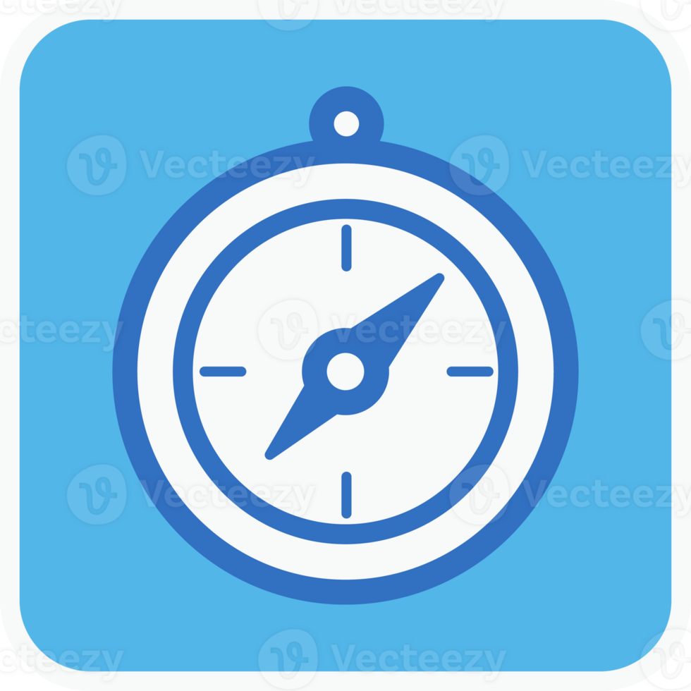 compass flat icon in blue square. 26561485 PNG