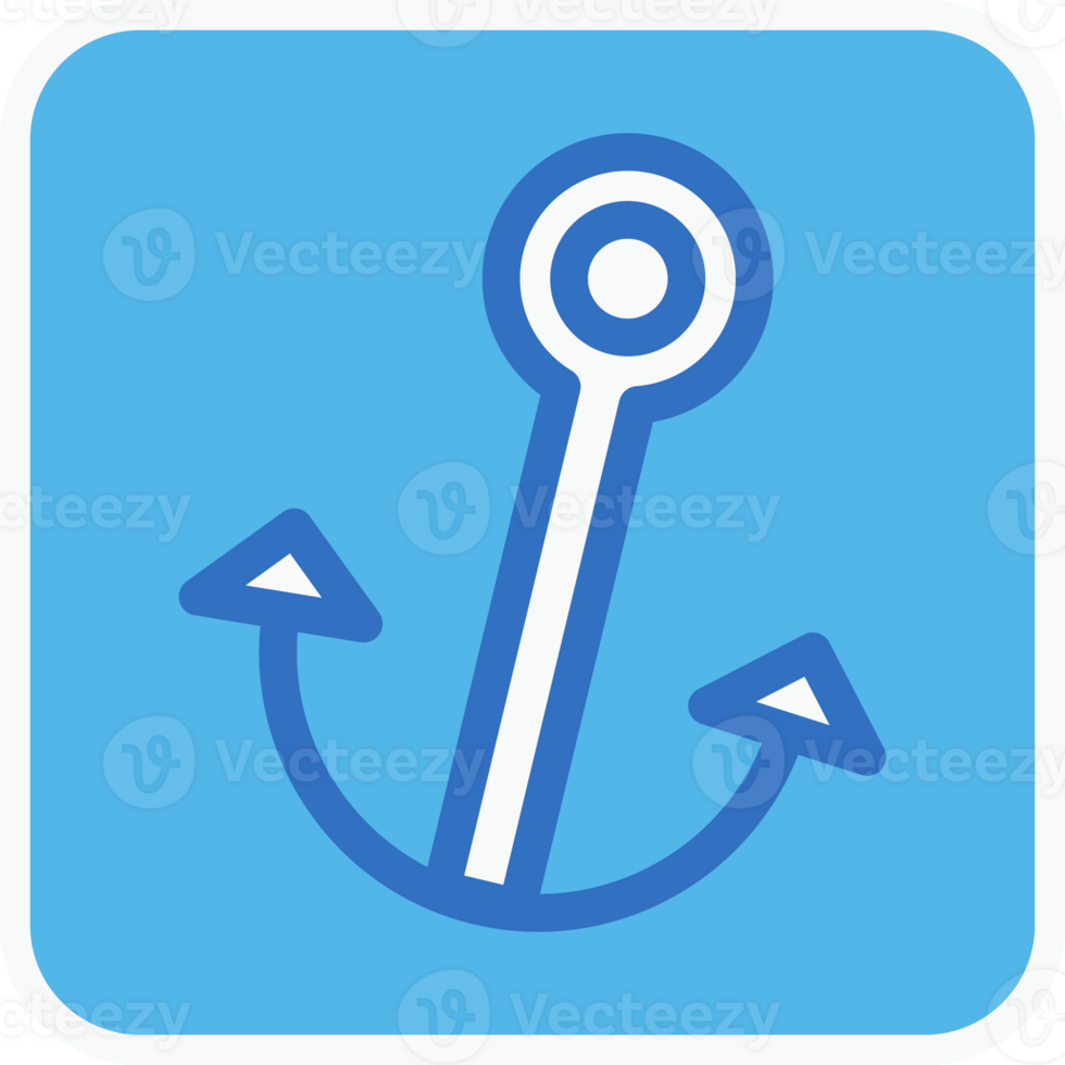 anchor flat icon in blue square. 26561521 PNG