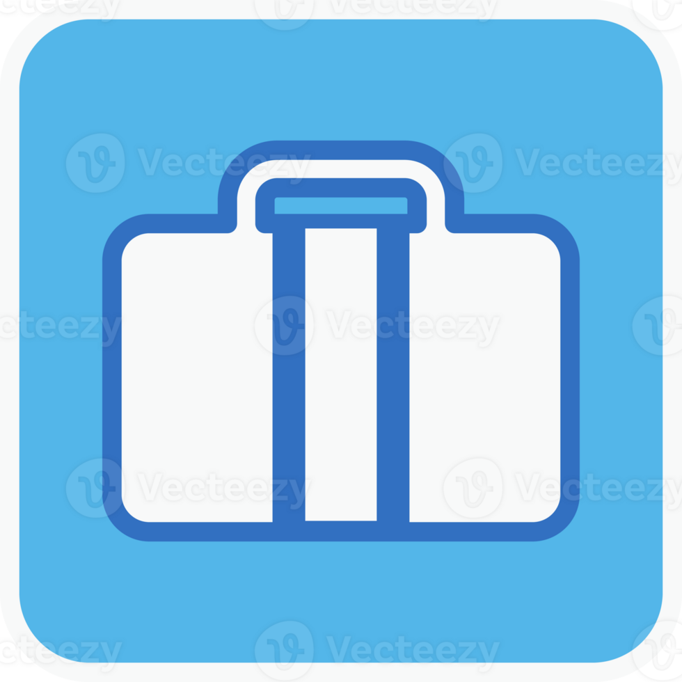 hand luggage flat icon in blue square. 26561670 PNG