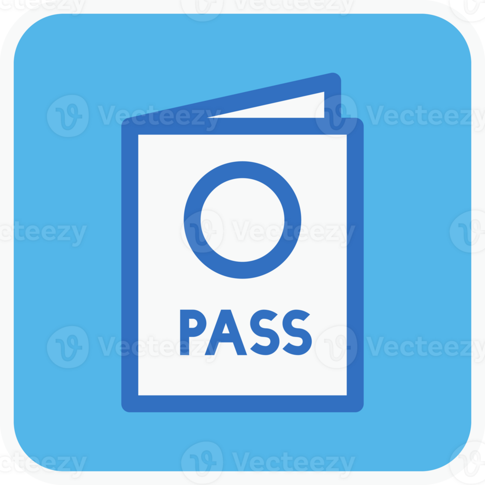 passport flat icon in blue square. 26561733 PNG