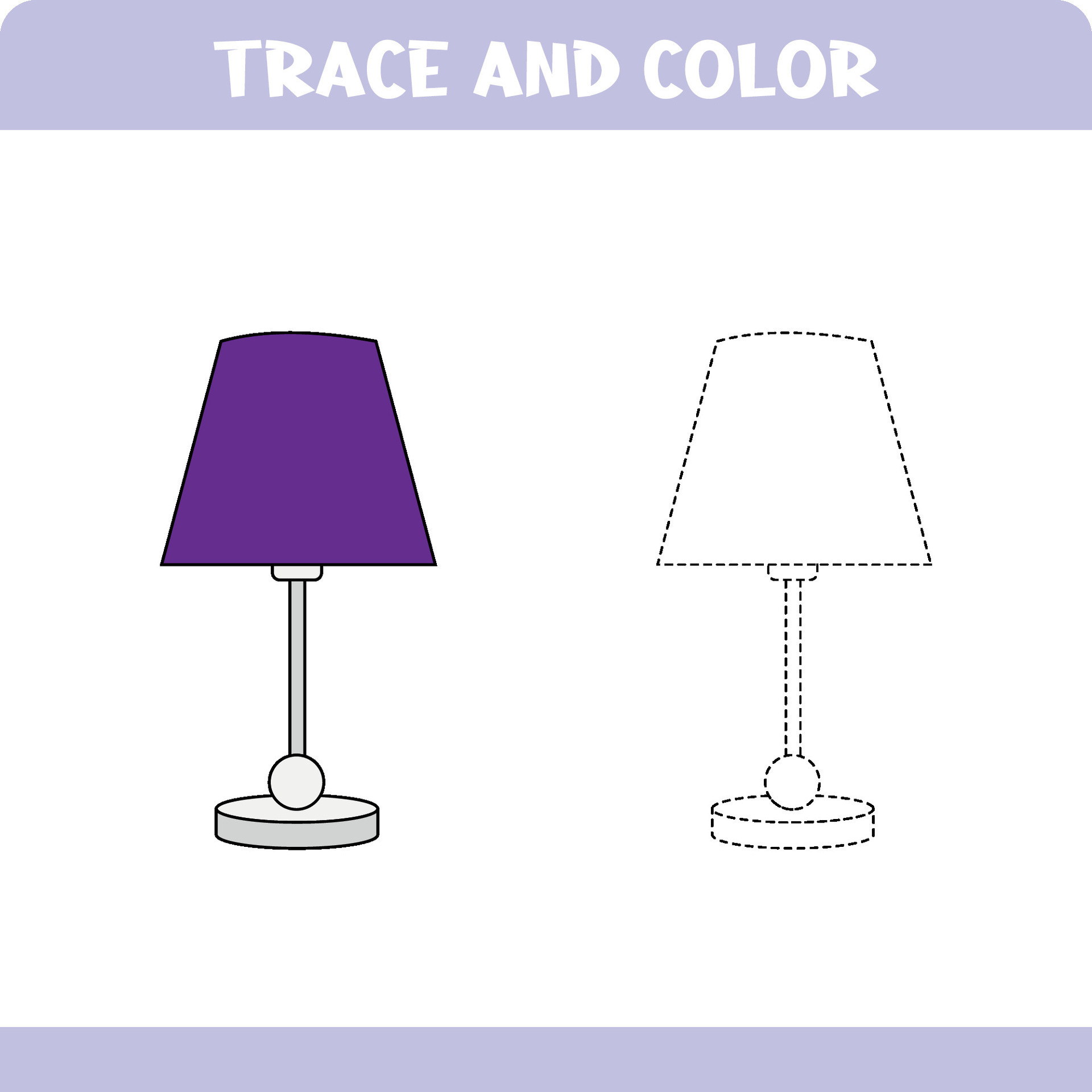 Trace and color educational worksheet for kids. Tracing objects ...