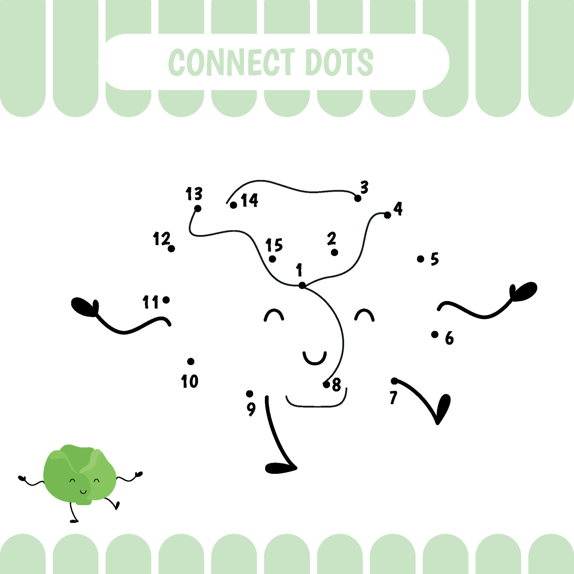 Dot to dot educational game for preschool kids. Cabbage. Activity ...