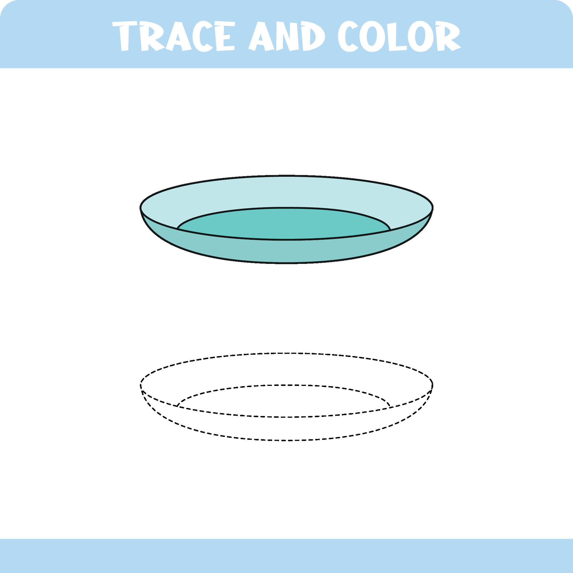 Trace and color educational worksheet for kids. Tracing objects ...