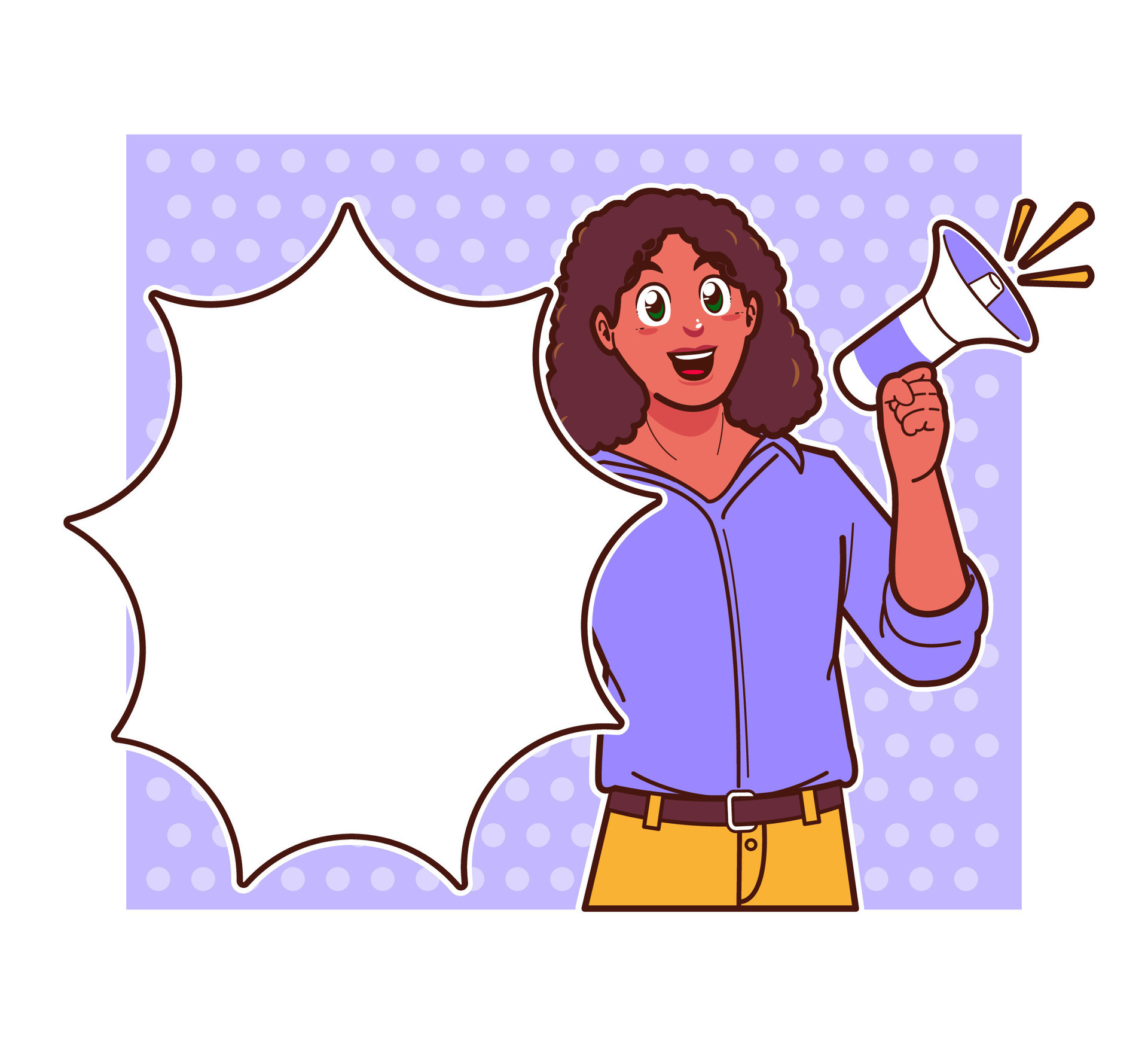Advertising Poster Comic Girl With Speech Bubble Woman Screaming Using
