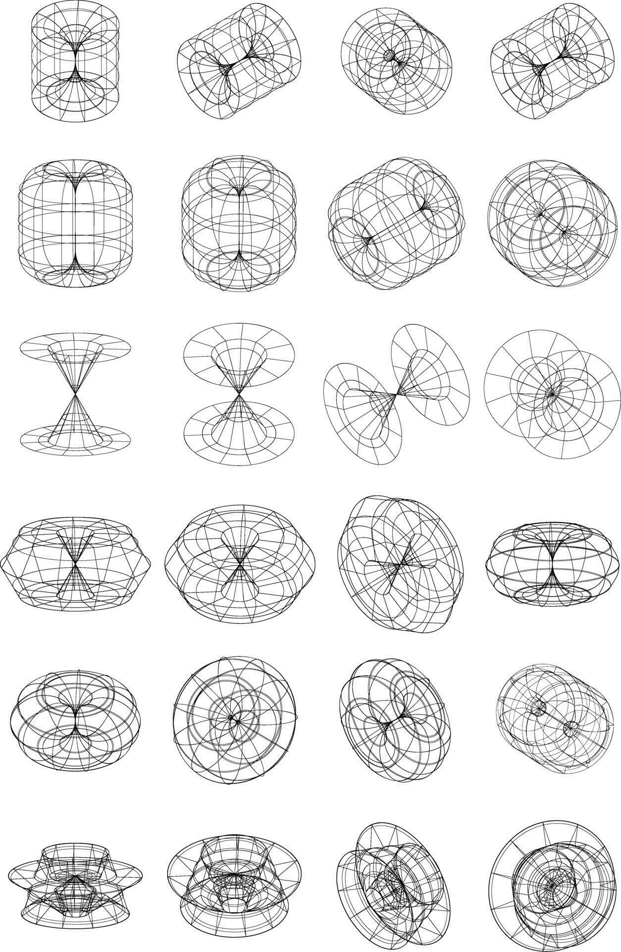 Set Of 3d Wireframe Objects Collection Of 3d Wireframe Illustrations