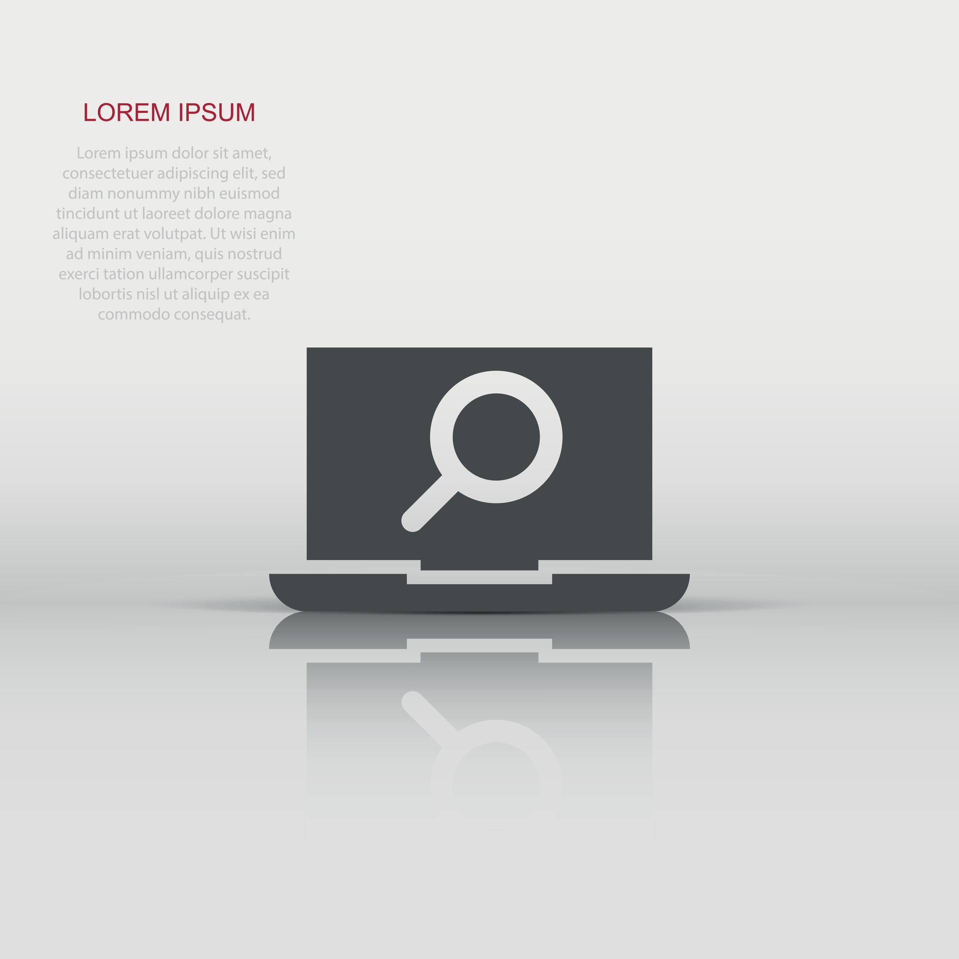Computer search icon in flat style. Laptop with magnifying glass vector ...