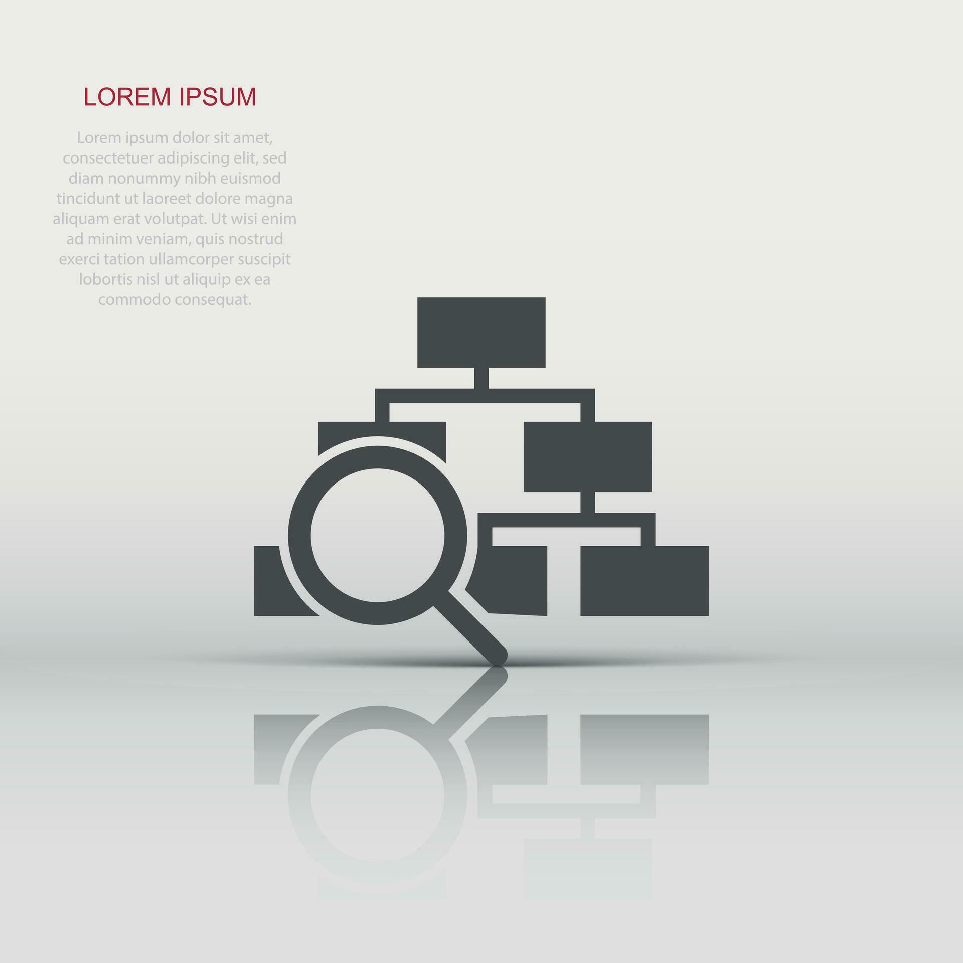 Hierarchy diagram icon in flat style. Structure search vector ...