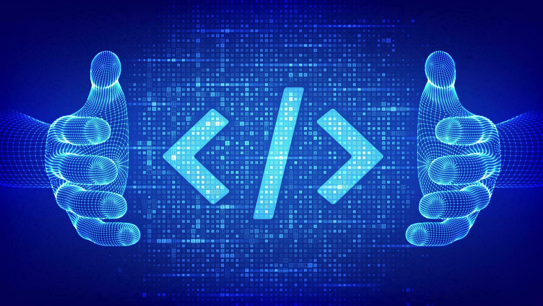 Programming Code Coding Or Hacker Sign Programming Code Icon Made With Binary Code In