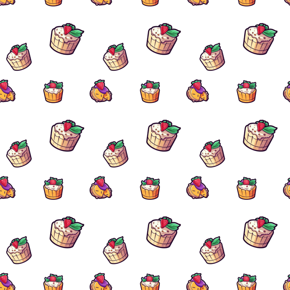 Seamless pattern with sweet cakes. Hand drawn illustration. 26565347 PNG