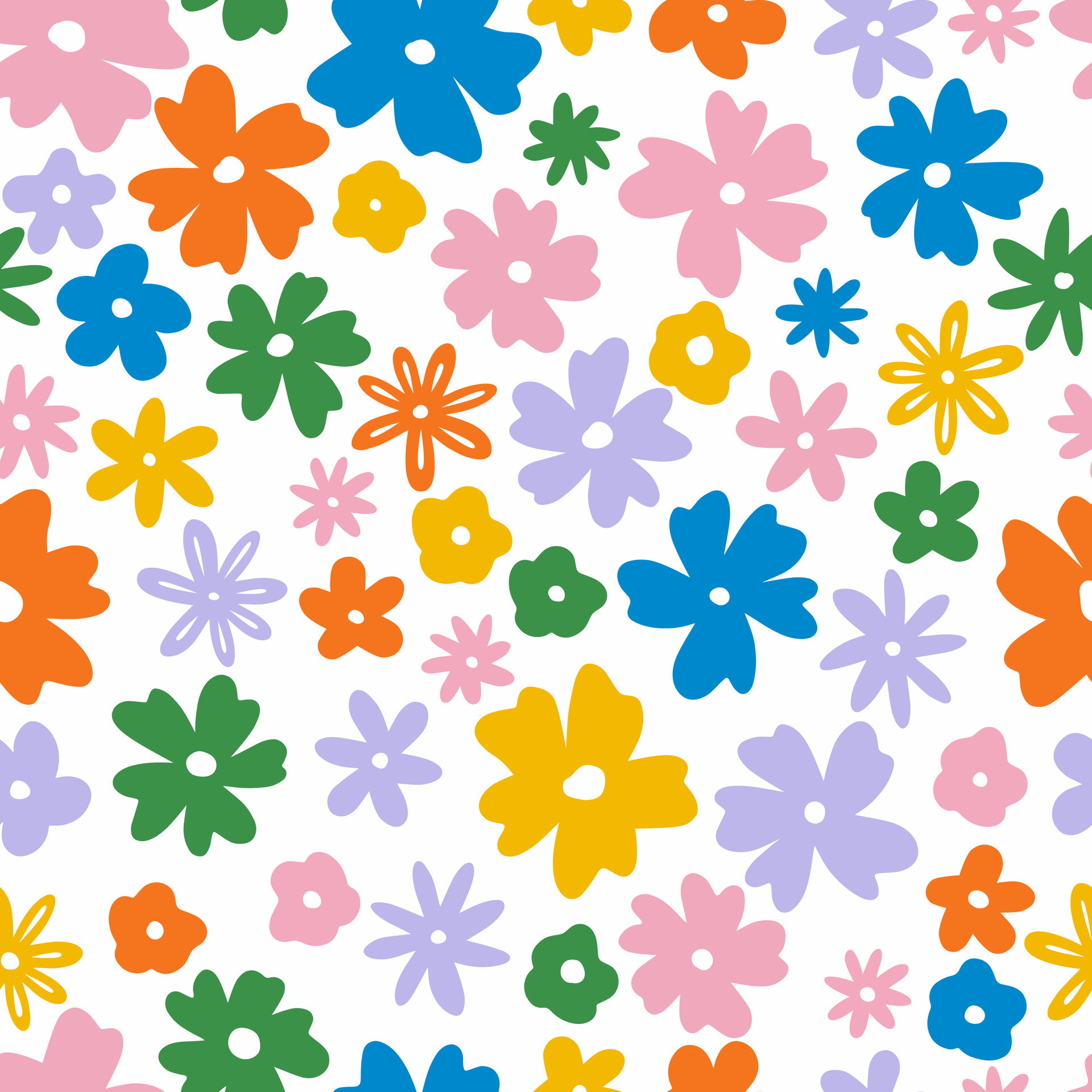 Colorful flowers on a white background. Simple modern trend. Seamless ...