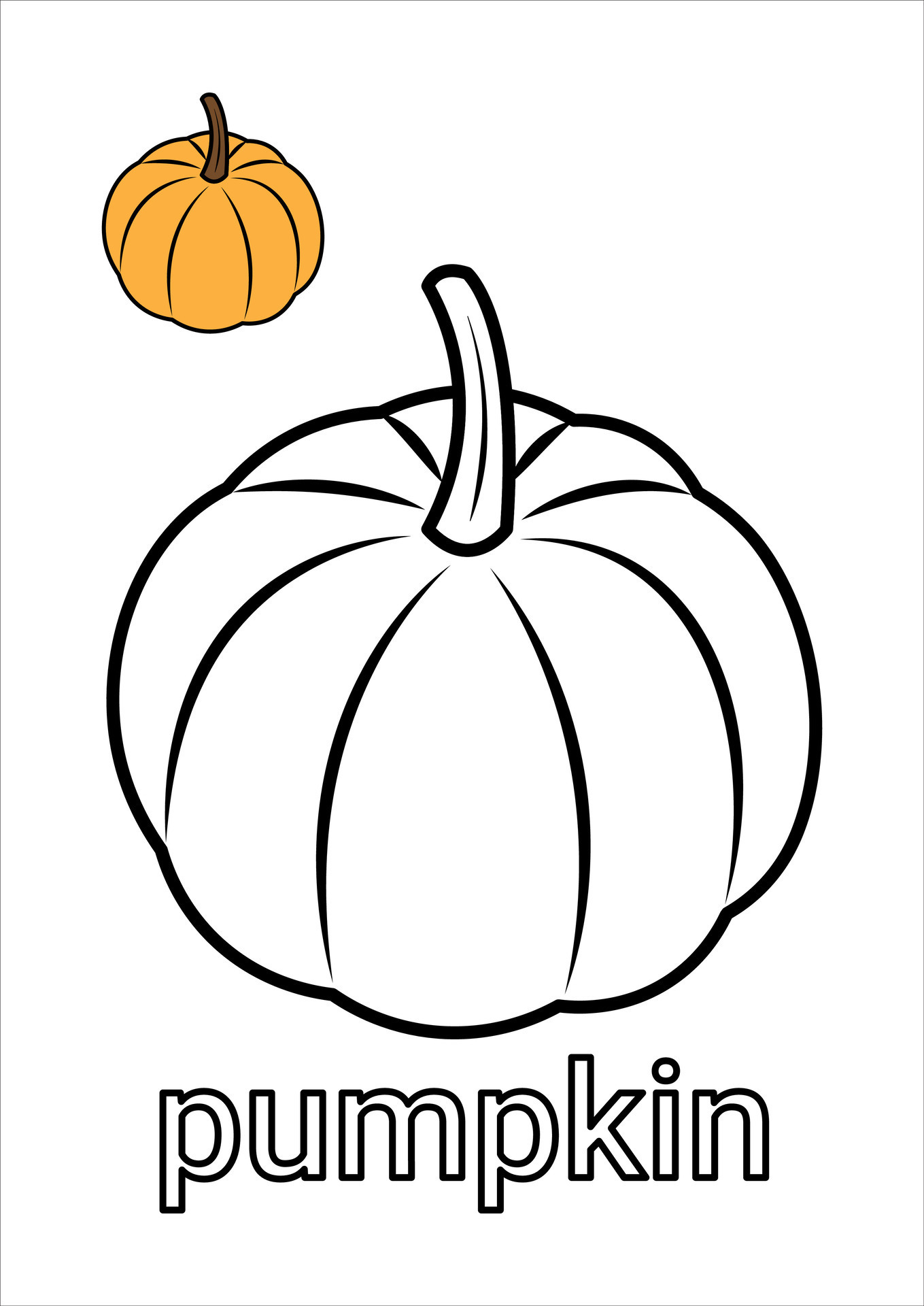 Pumpkin Coloring Page for Kids 26567173 Vector Art at Vecteezy