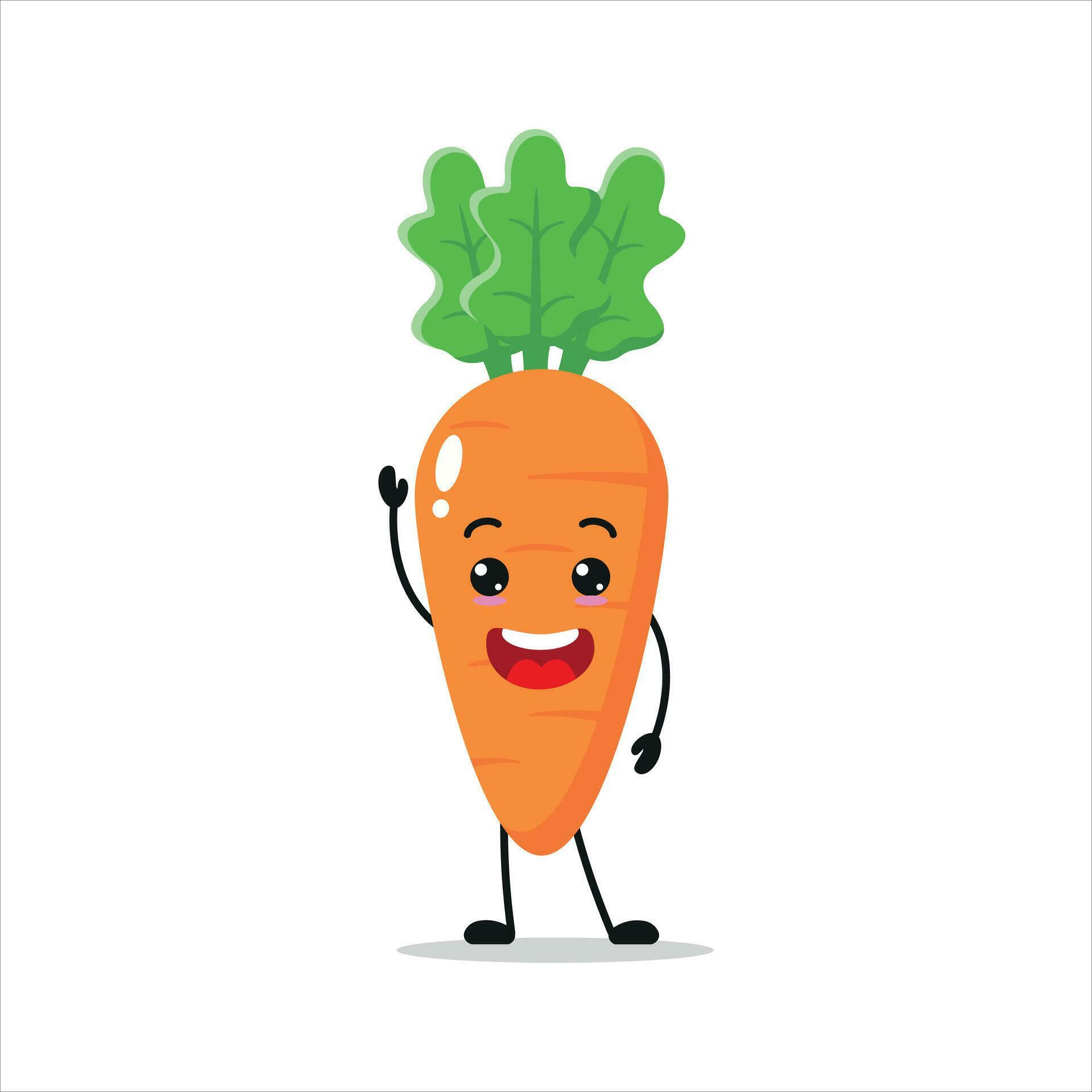 Cute Happy Carrot Character Smiling And Greet Carrot Cartoon Emoticon