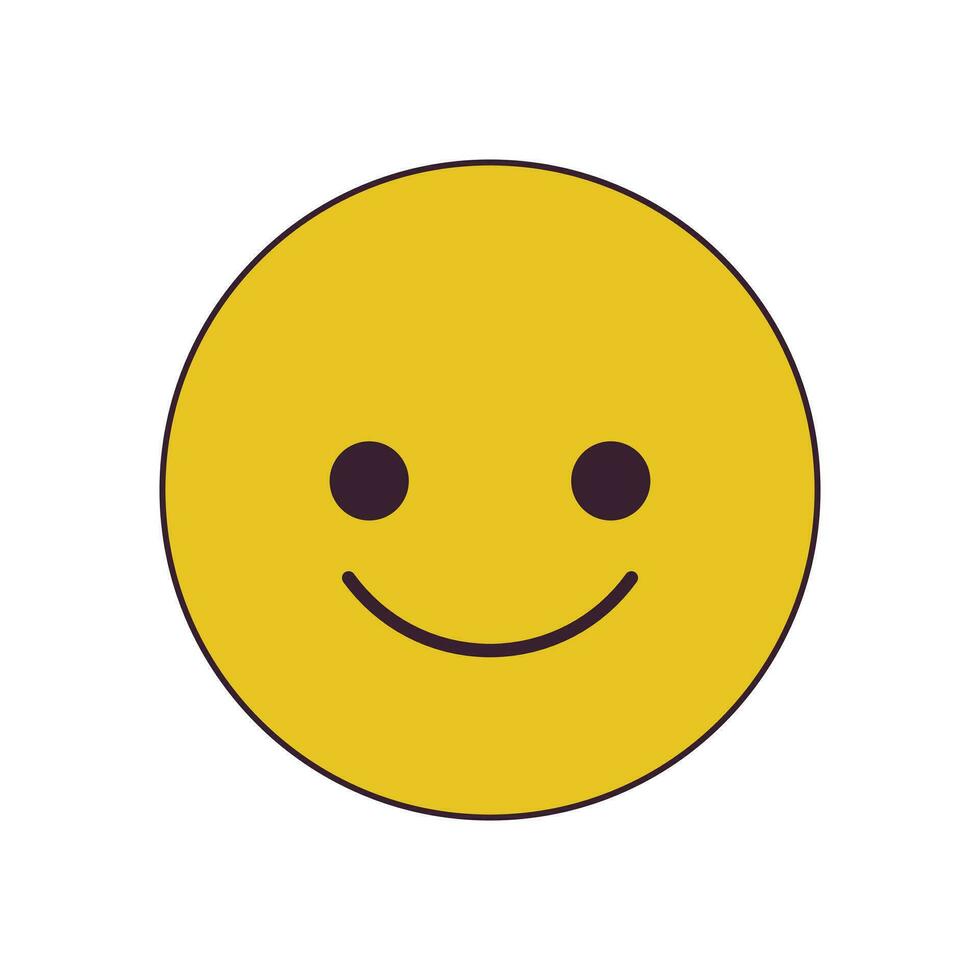 Positive Smiling Emoticon Flat Line Color Isolated Vector Object Editable Clip Art Image On