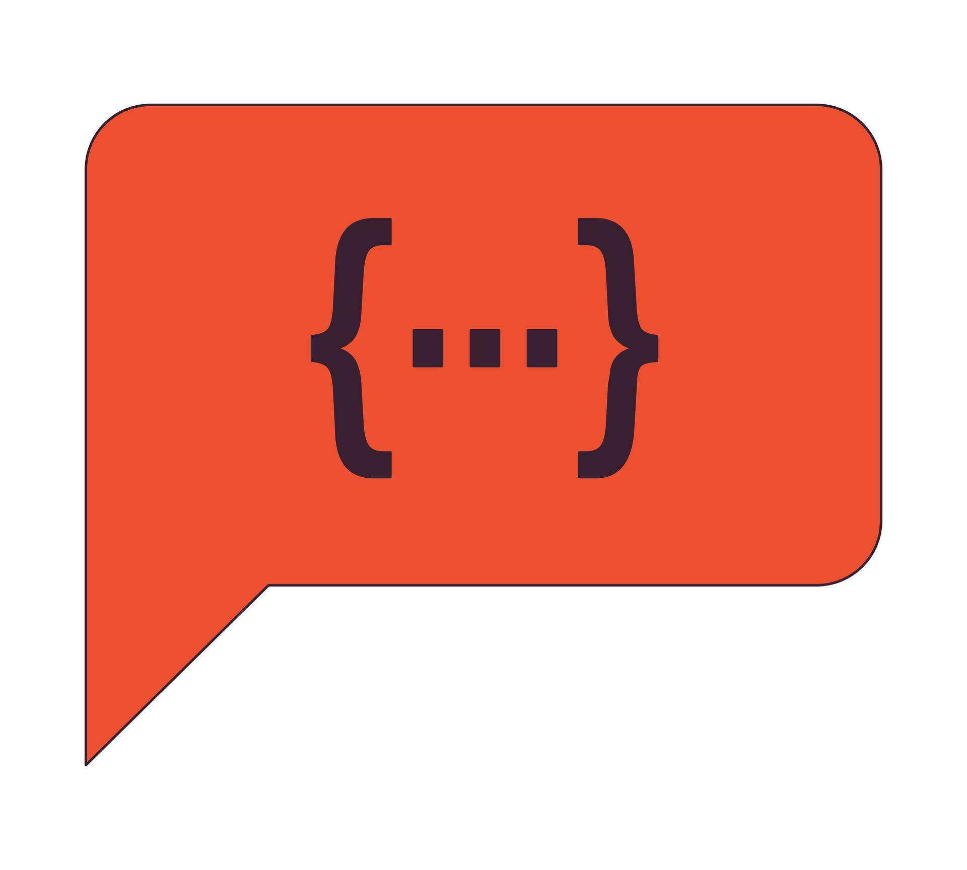 Curly brackets message flat line color isolated vector object. Quote symbols. Editable clip art ...