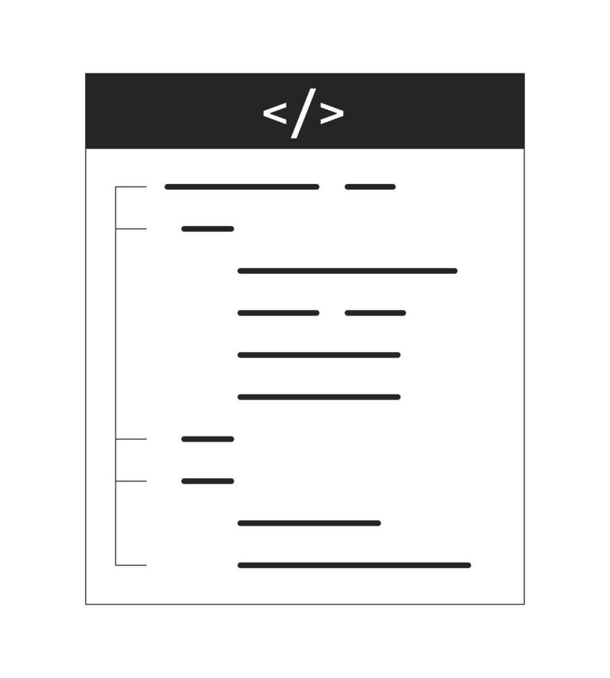 Open Source Code On Web Page Flat Monochrome Isolated Vector Object