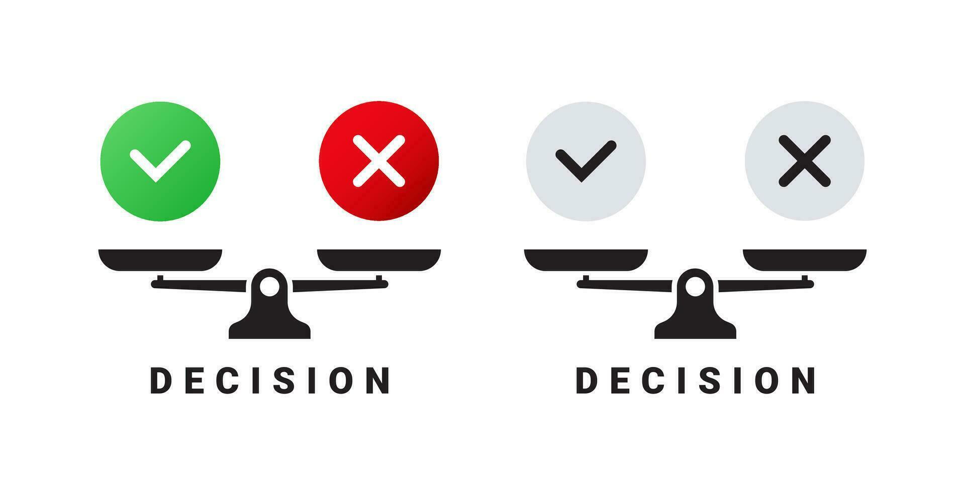 Scales check marks. Green check mark, red cross mark icons. Vector ... Scales check marks. Green check mark, red cross mark icons. Vector ...