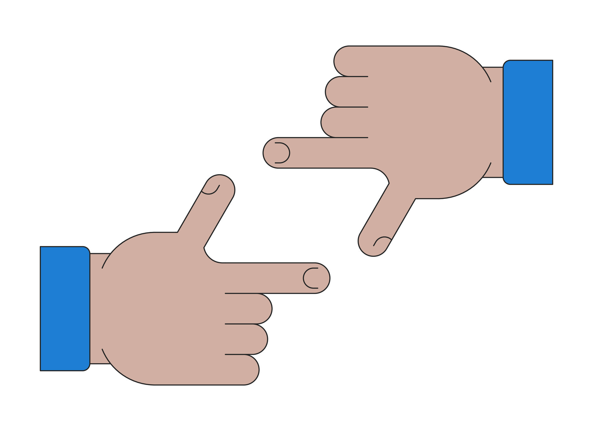 Finger framing flat line color isolated vector object. Focus gesture ... Finger framing flat line color isolated vector object. Focus gesture ...