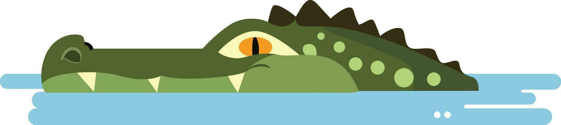 alligator half submerged in water in flat style vector illustration ...