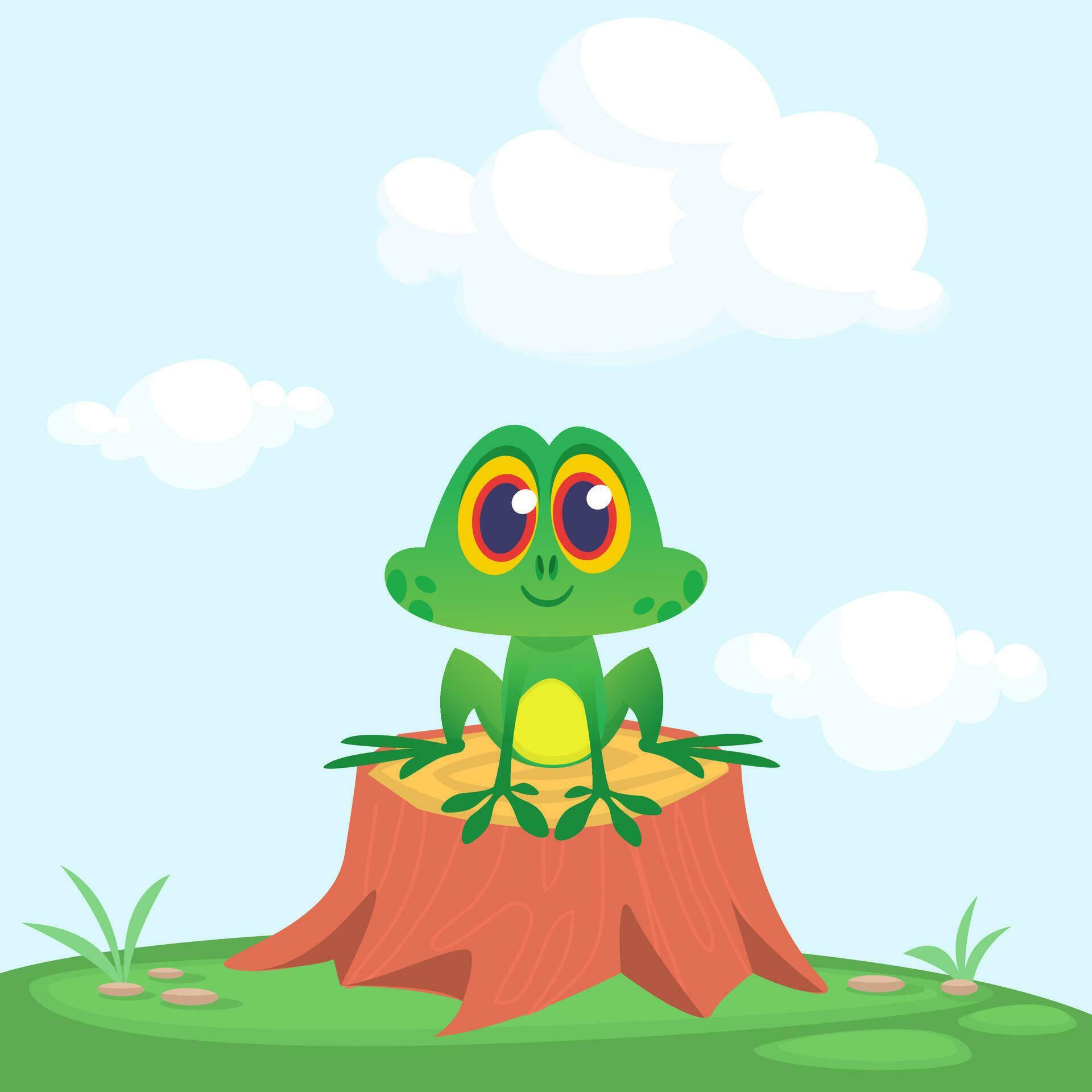 Funny Frog Cartoon Vector Illustration 26583489 Vector Art At Vecteezy