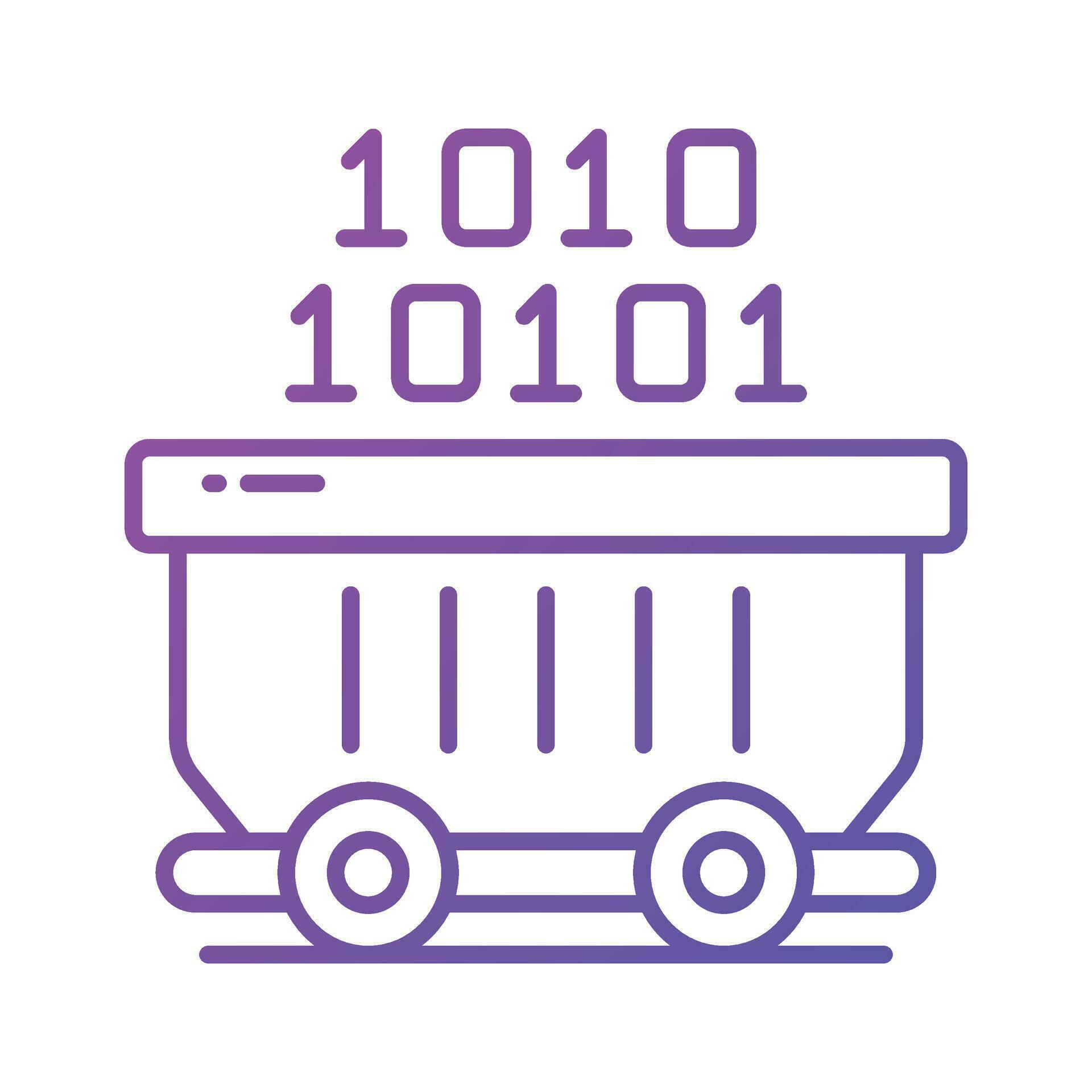 Binary coding inside a wheelbarrow denoting concept icon of data mining ...