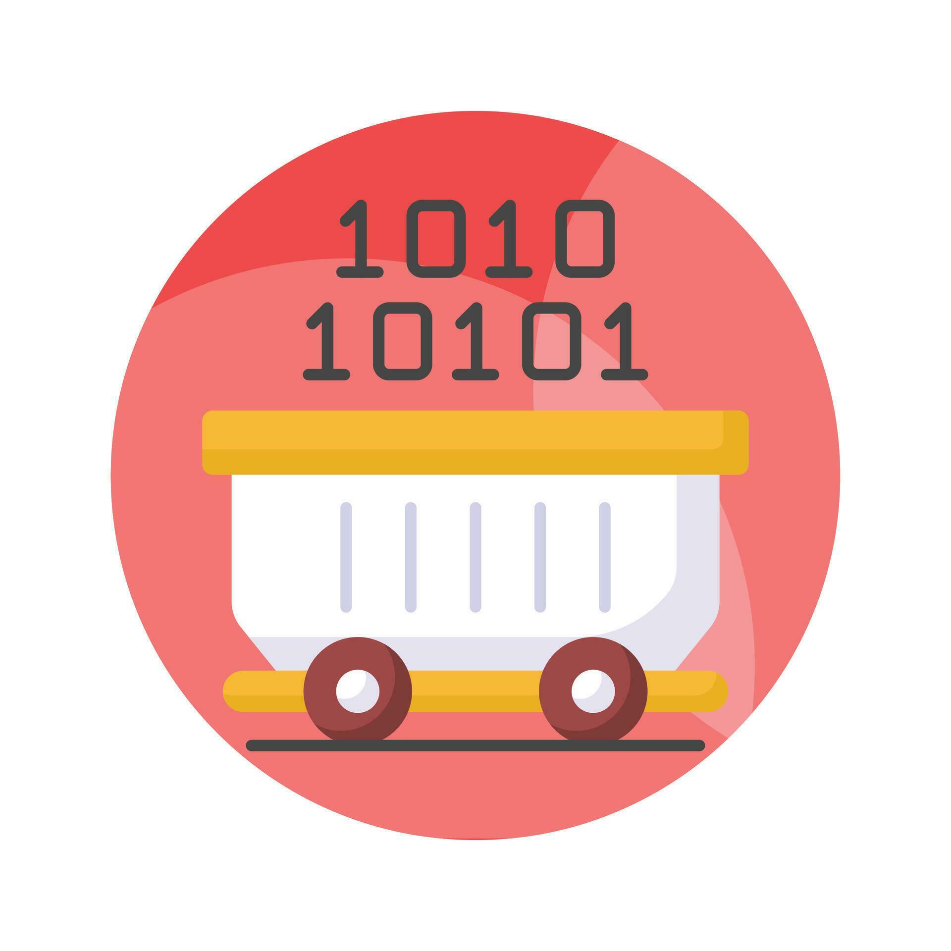 Binary coding inside a wheelbarrow denoting concept icon of data mining ...