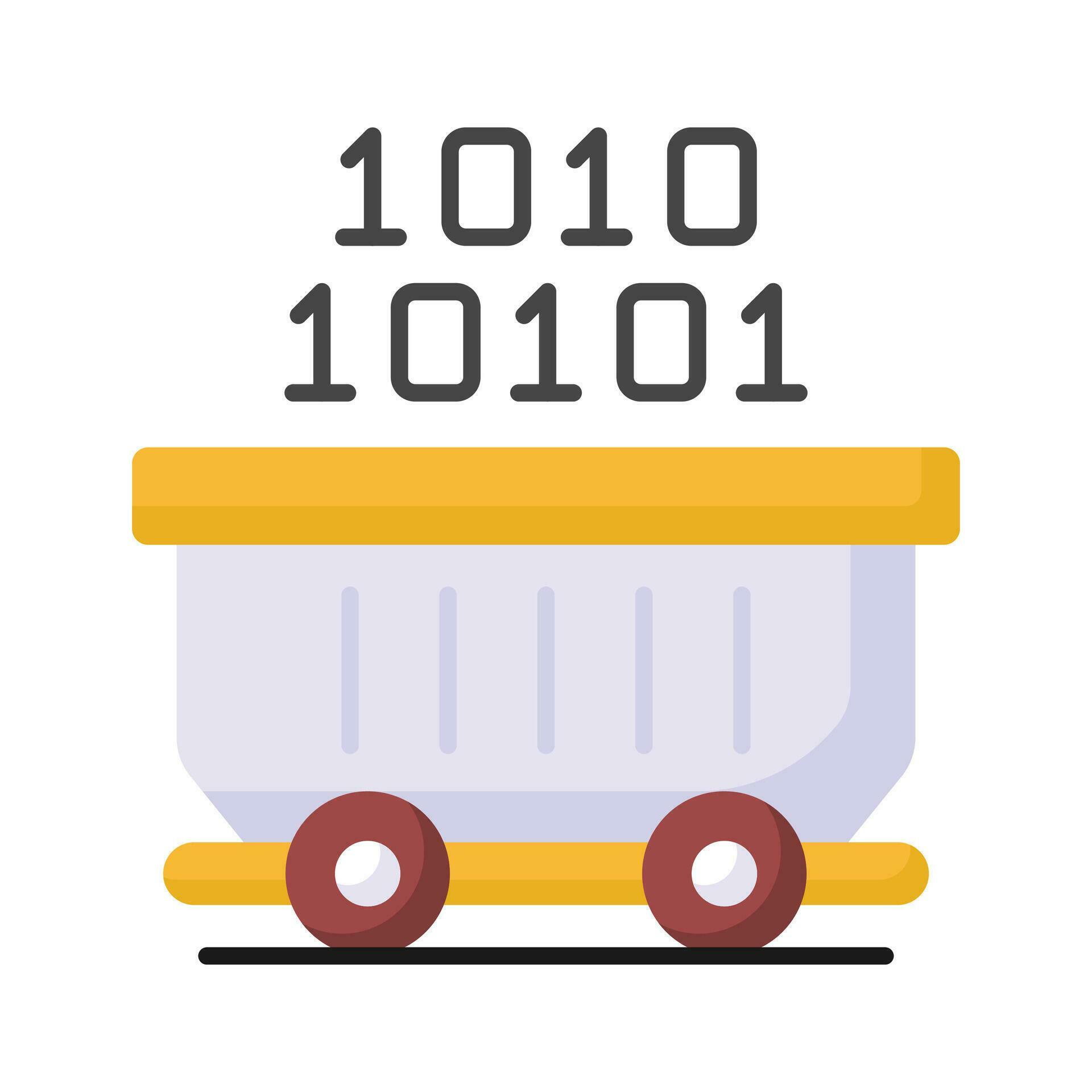 Binary coding inside a wheelbarrow denoting concept icon of data mining 26587923 Vector Art at ...