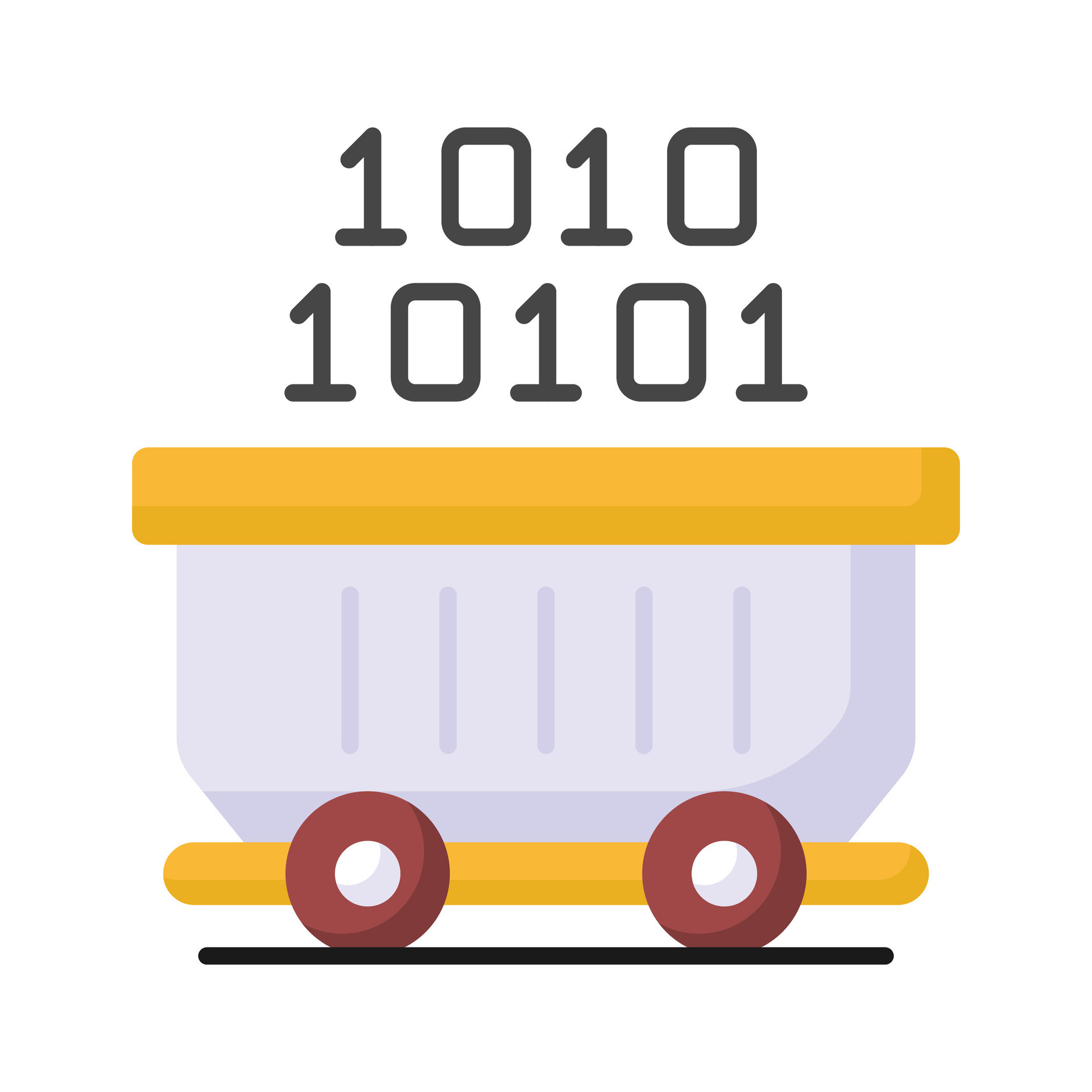 Binary coding inside a wheelbarrow denoting concept icon of data mining 26587923 Vector Art at ...